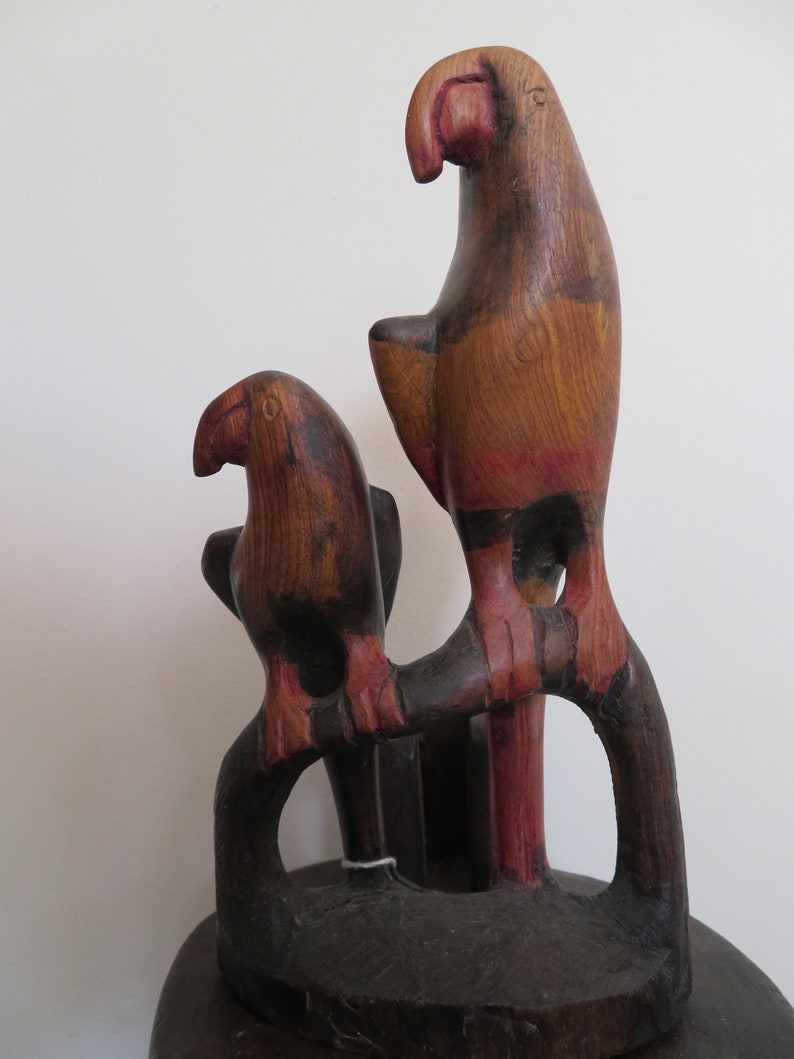 African Hand Carved 2 Parrot Bird Statue - Etsy