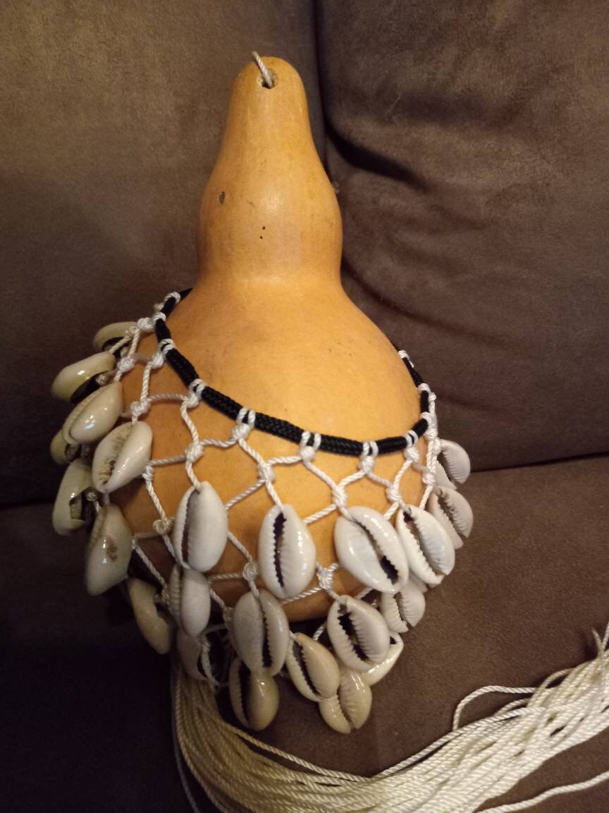 Unique Cowrie Shells Calabash Gourd Shekere Musical Shaker African ...