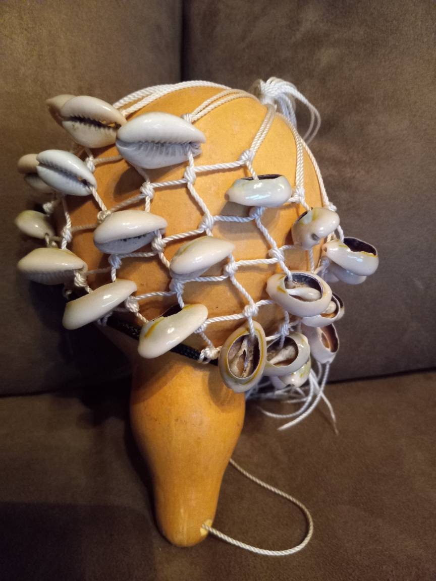 Unique Cowrie Shells Calabash Gourd Shekere Musical Shaker African ...