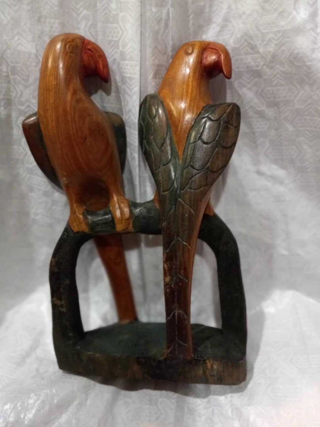 African Hand Carved 2 Parrot Bird Statue - Etsy