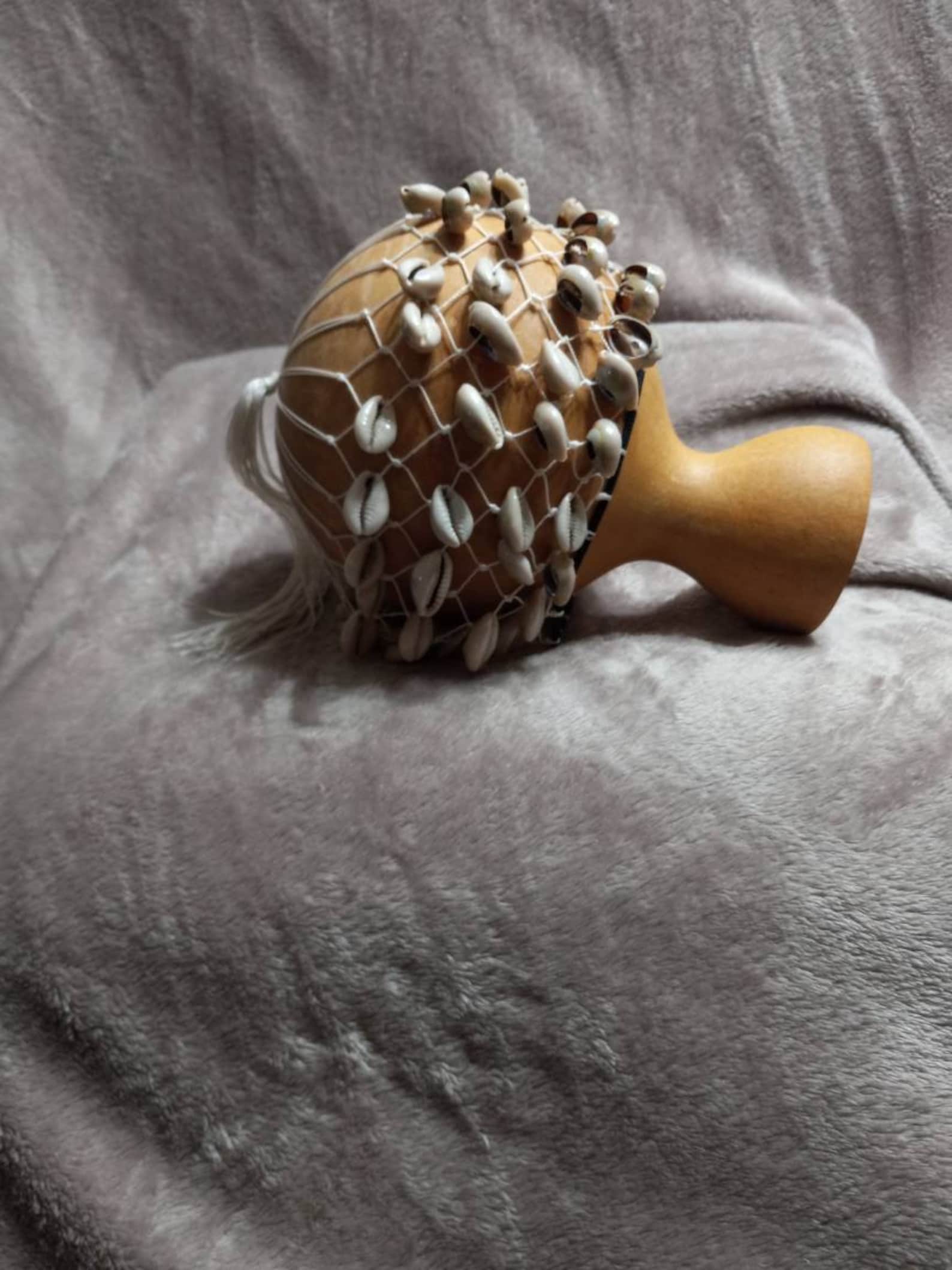 African Cowery Shell Natural Shekere West Hand Held Shaker Gourd Rattle ...