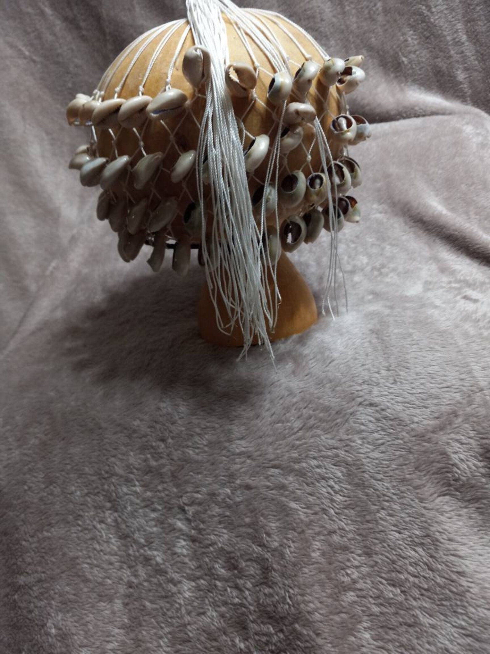 African Cowery Shell Natural Shekere West Hand Held Shaker Gourd Rattle ...