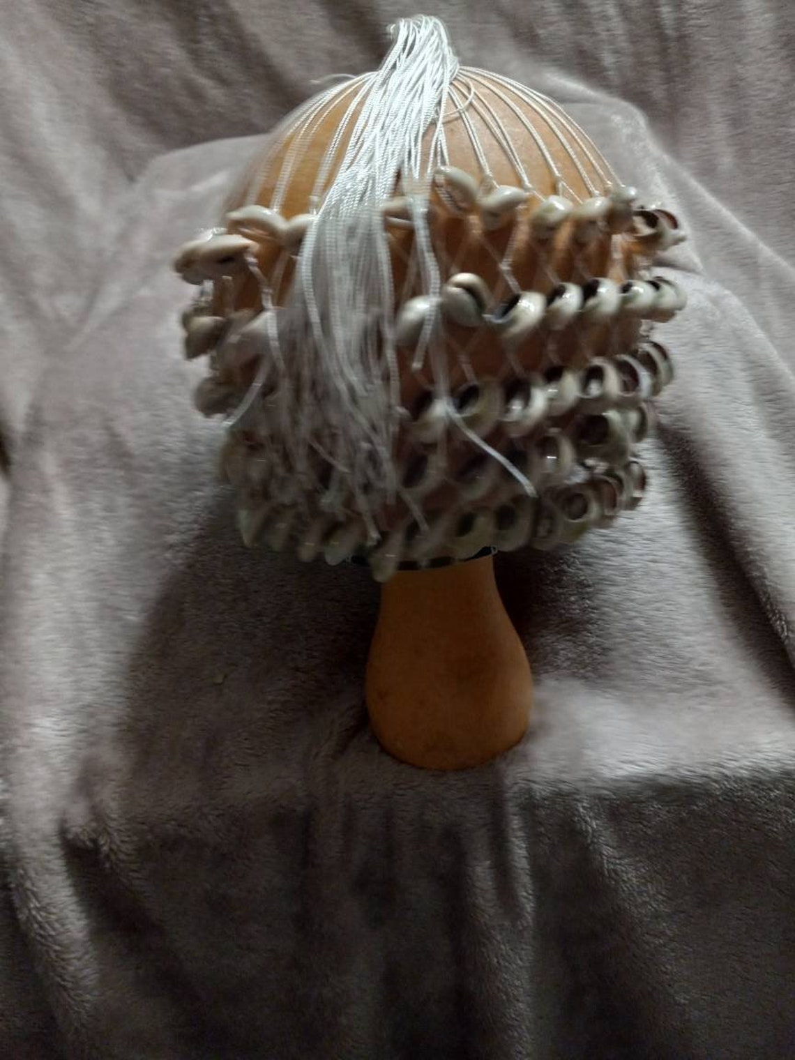 African Cowery Shell Natural Shekere West Hand Held Shaker Gourd Rattle ...