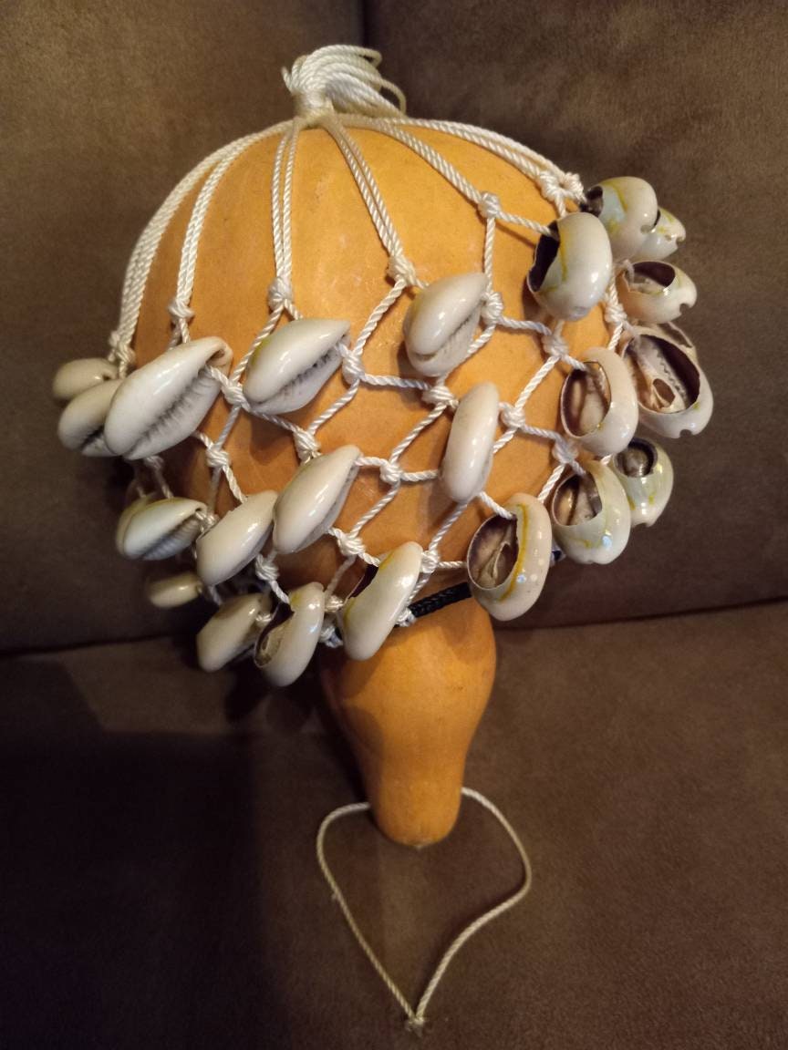 Unique Cowrie Shells Calabash Gourd Shekere Musical Shaker African ...