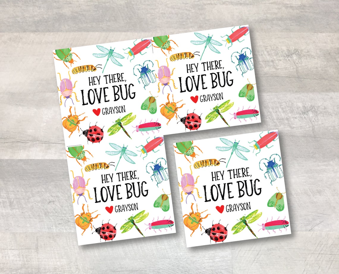 Love Bug Valentine Cards 3x3 Printable Valentine Cards Digital Card - Etsy