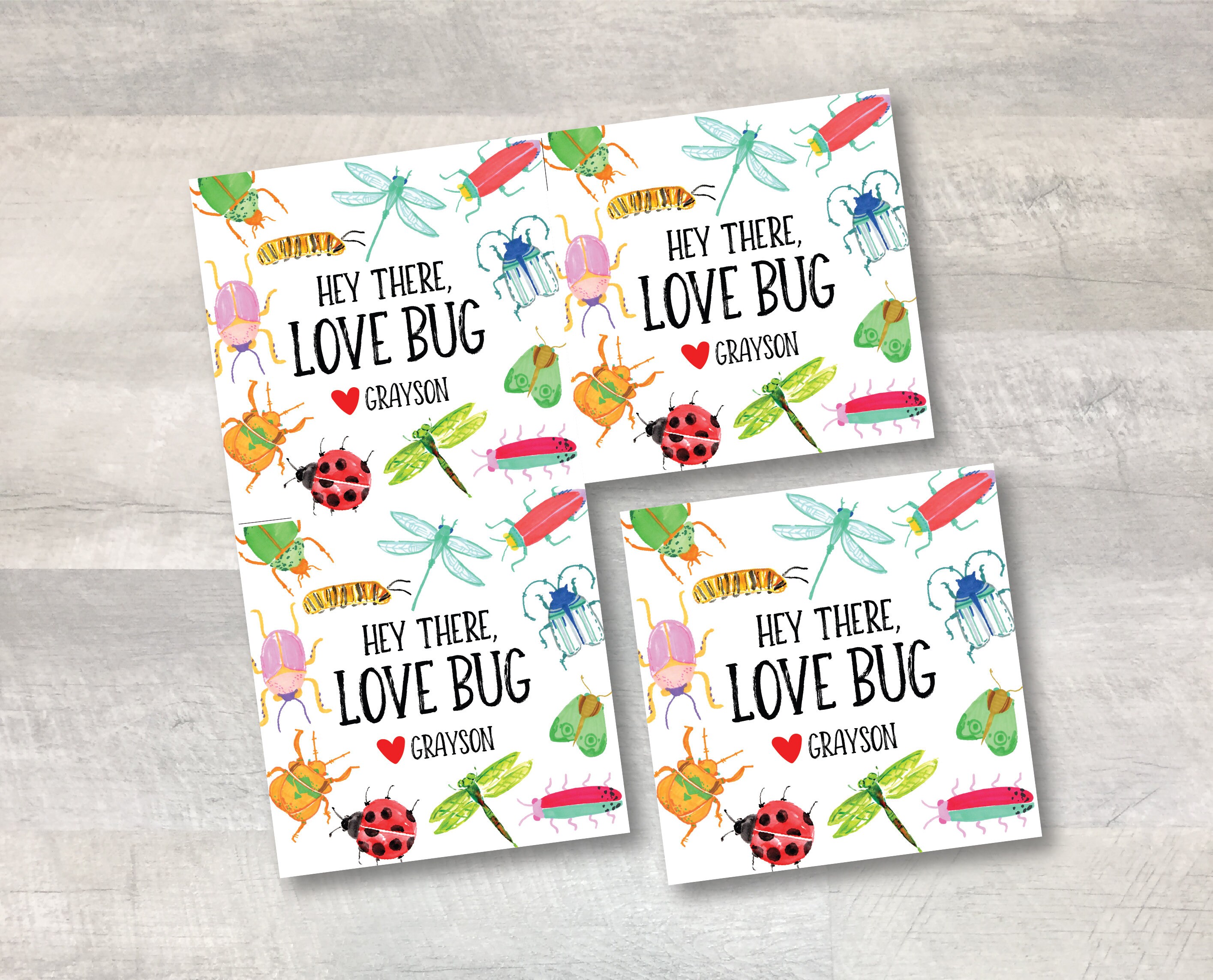 Love Bug Valentine Cards 3x3 Printable Valentine Cards Digital Card - Etsy