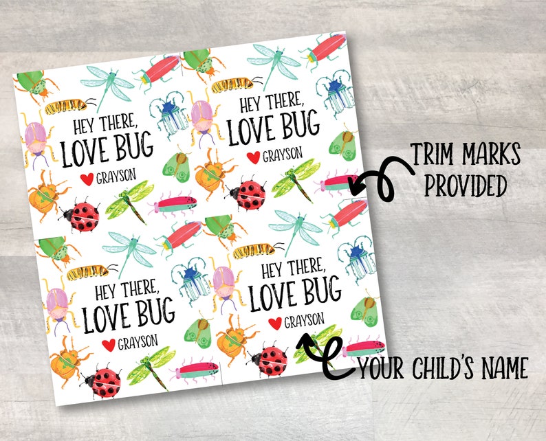 Love Bug Valentine Cards 3x3 Printable Valentine Cards Digital Card - Etsy