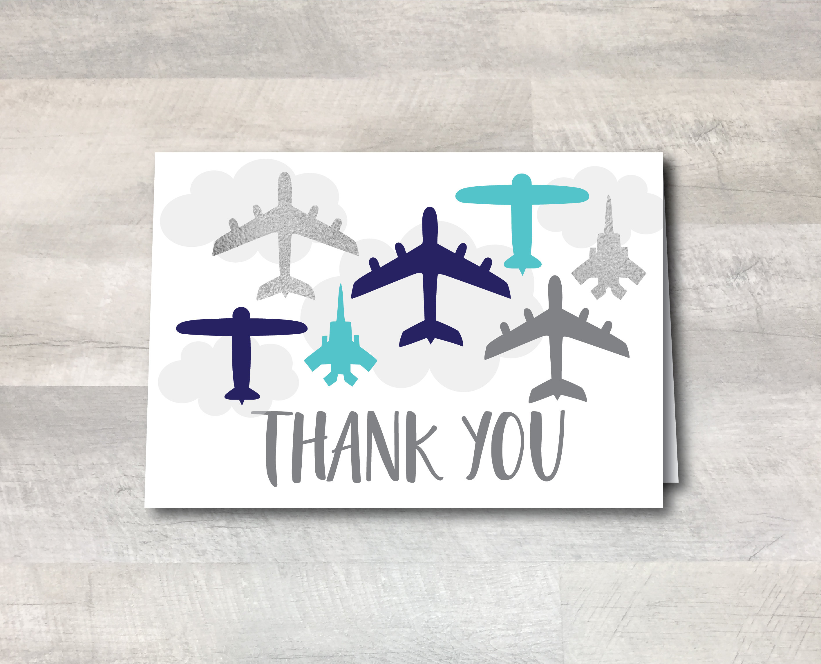 Airplane Thank You Card Digital File Digital Card File | Etsy