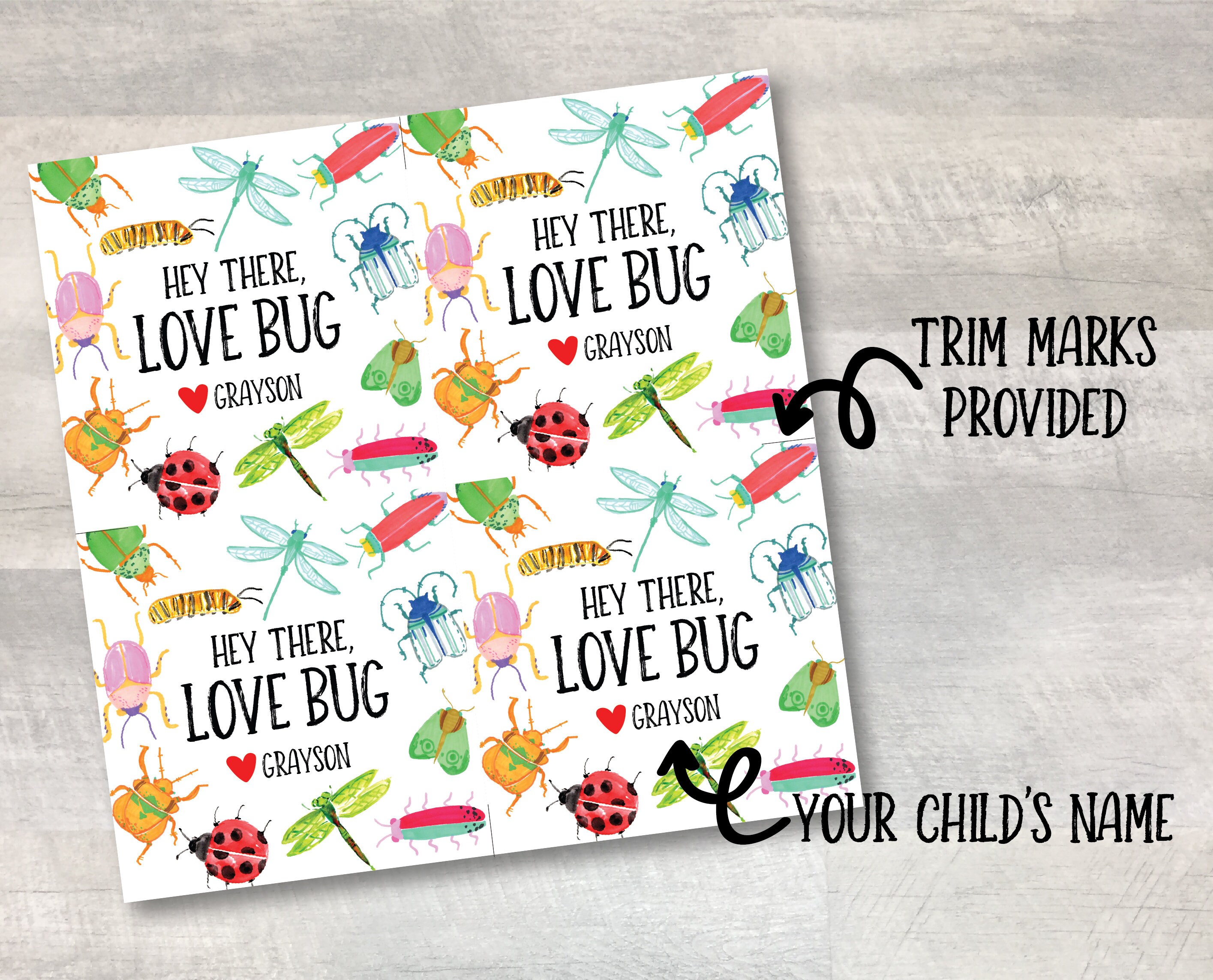Love Bug Valentine Cards 3x3 Printable - Etsy