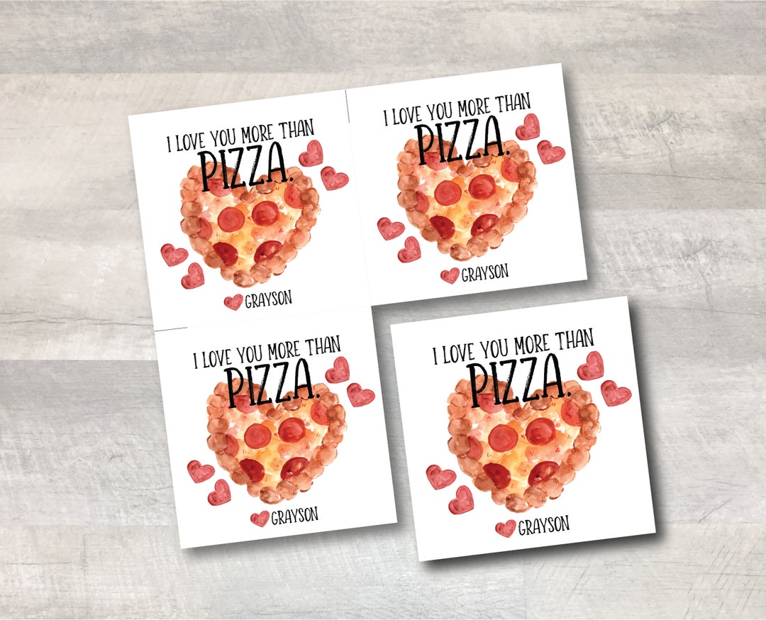Pizza Valentine Cards - 3"x3" | Printable Valentine Cards | Digital ...