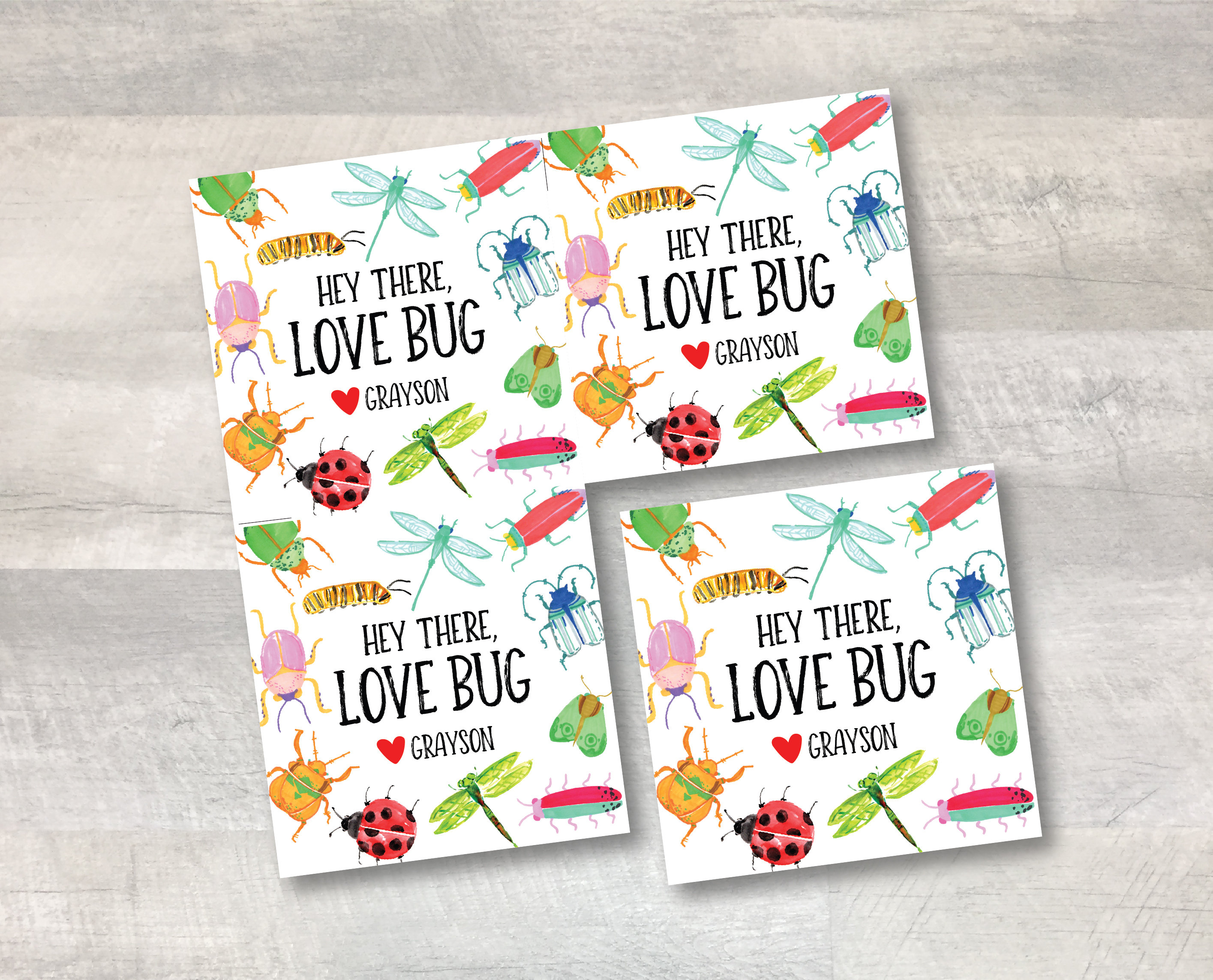 Love Bug Valentine Cards 3x3 Printable - Etsy