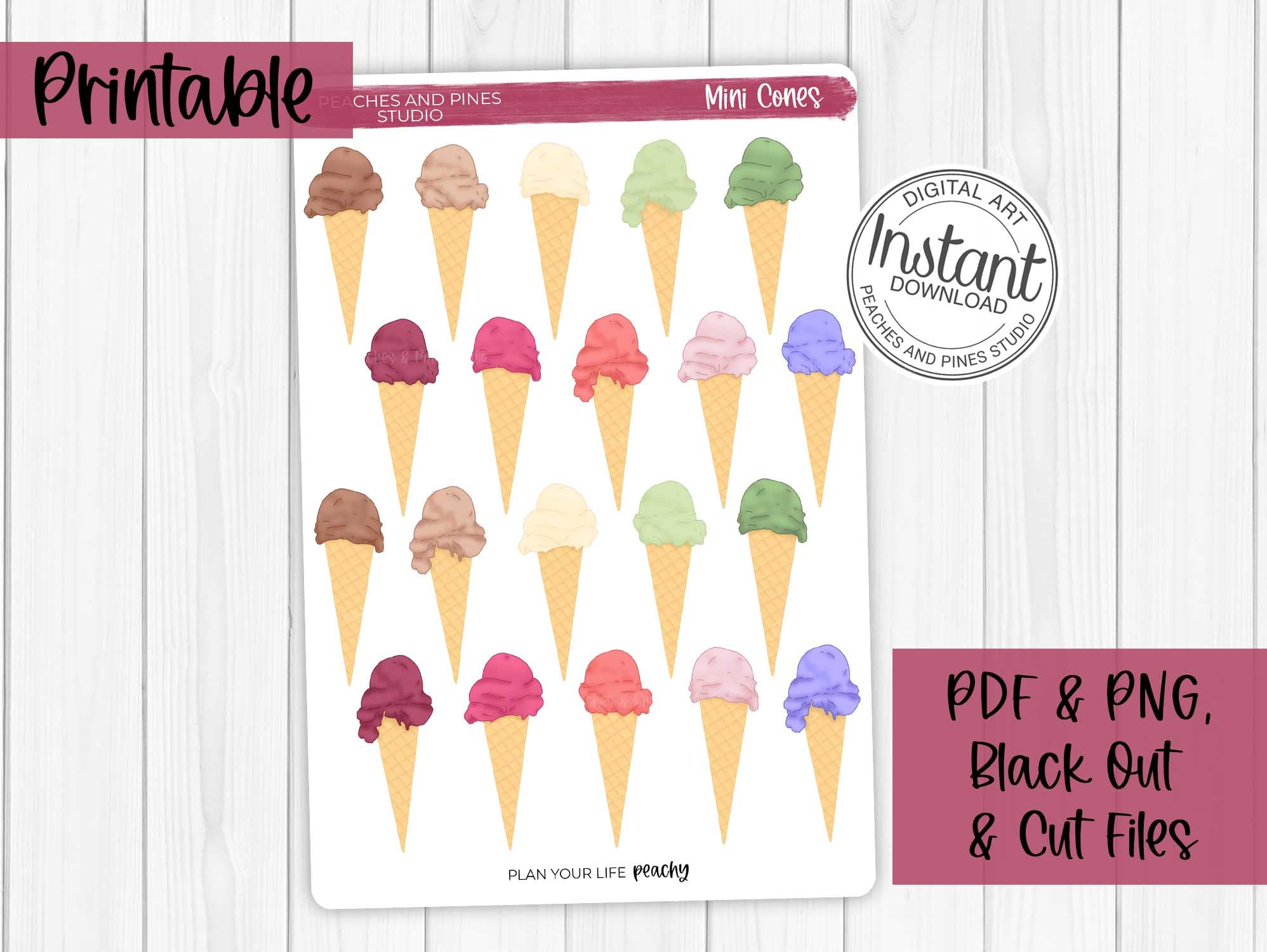 Paper & Party Supplies Ice cream sticker sheet bujo accessories planner ...
