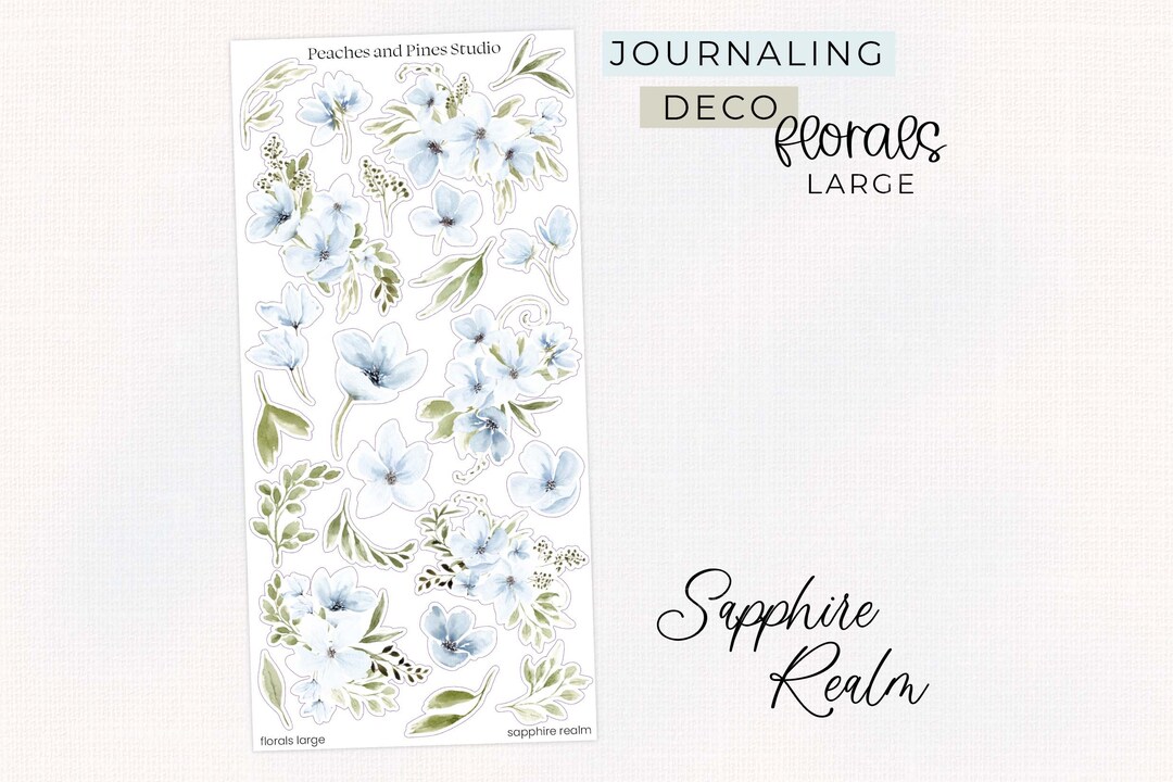 Sapphire Realm Florals Large Planning Planner Bullet Journal Deco ...
