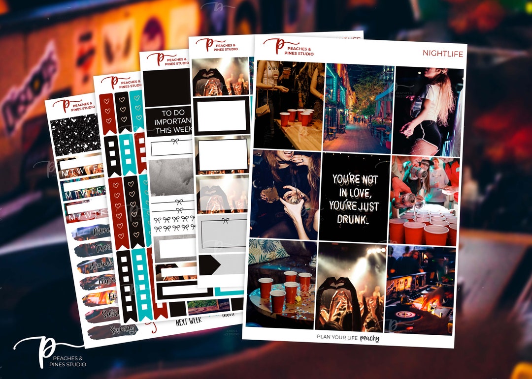 Nightlife Vertical Planner Stickers Erin Condren Stickers Weekly Photo ...
