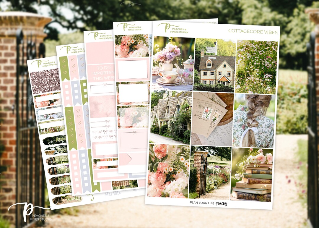 Cottagecore Vibes Vertical Planner Stickers Erin Condren Stickers ...