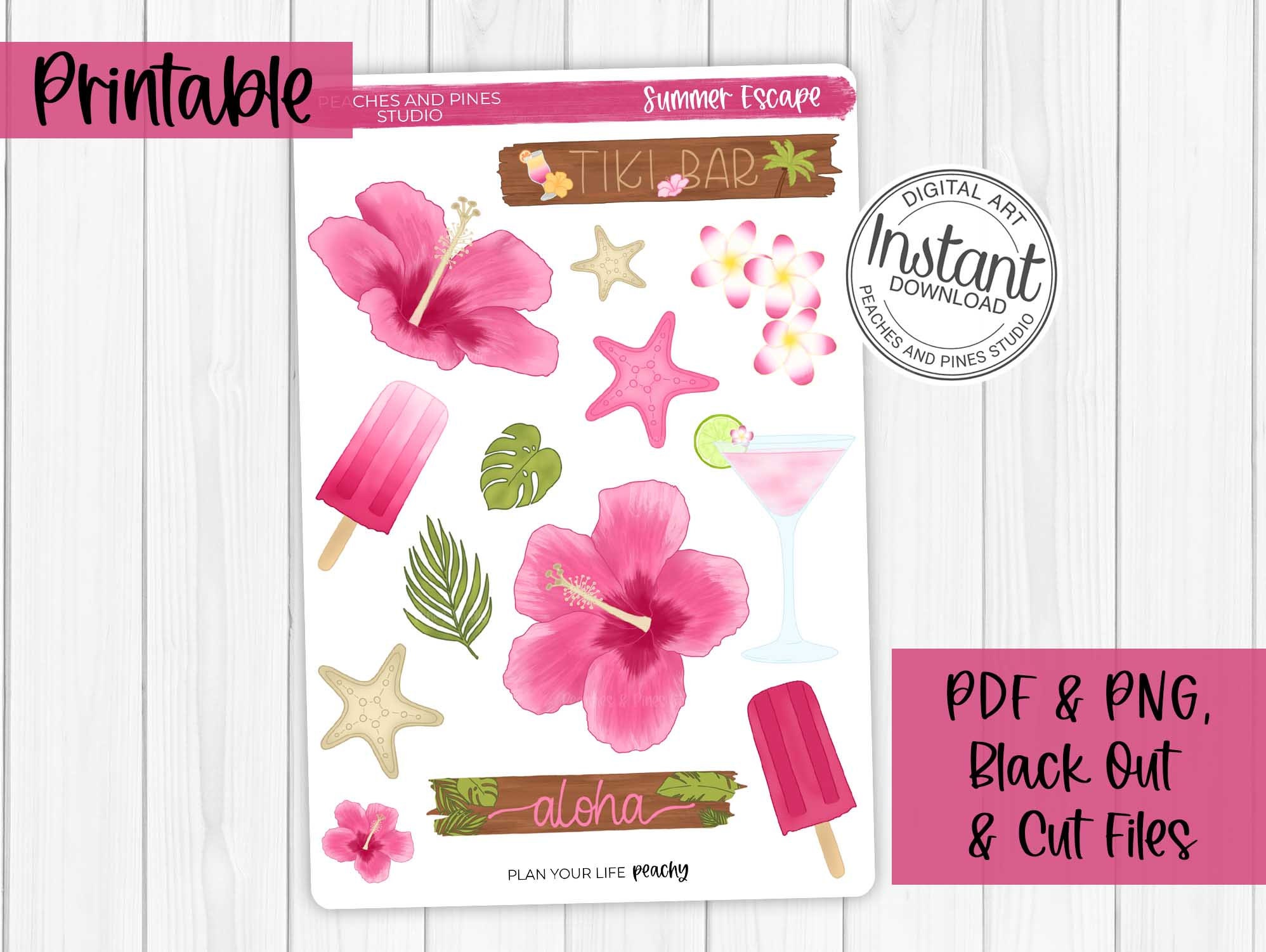 Card Making & Stationery Labels, Stickers & Tags Printable Summer Vibes ...