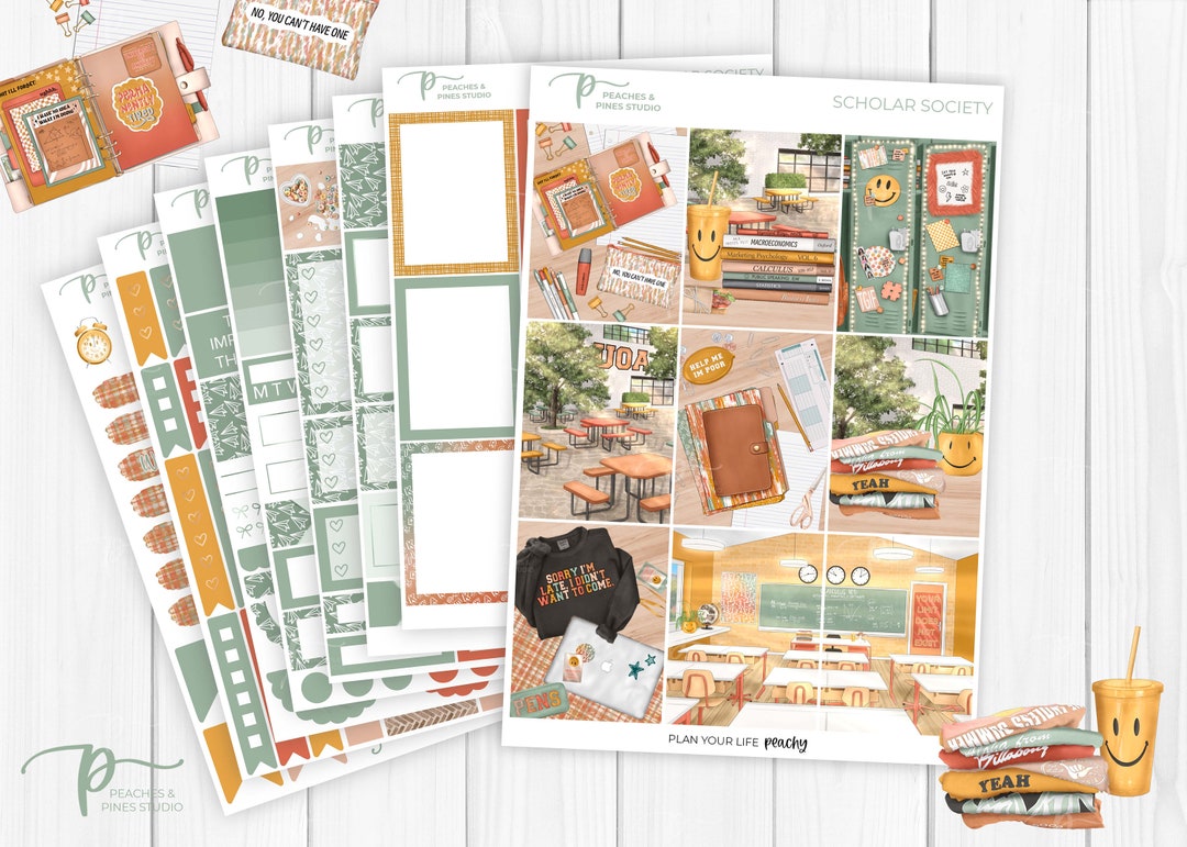 Scholar Society Vertical Planner Stickers Erin Condren Stickers Weekly ...