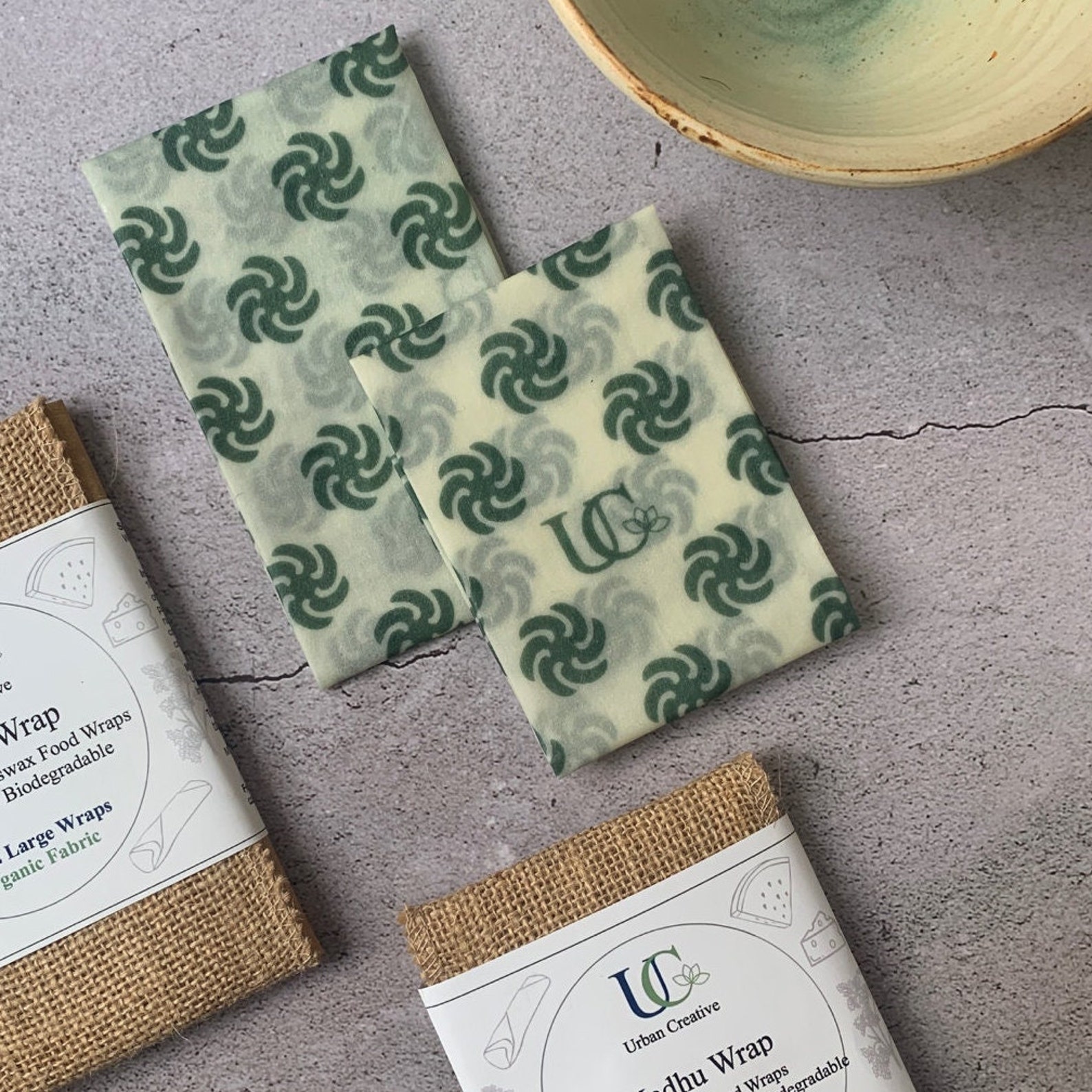Set of 2 Medium Sized Beeswax Food Wrap, Sandwich Wraps in Organic ...