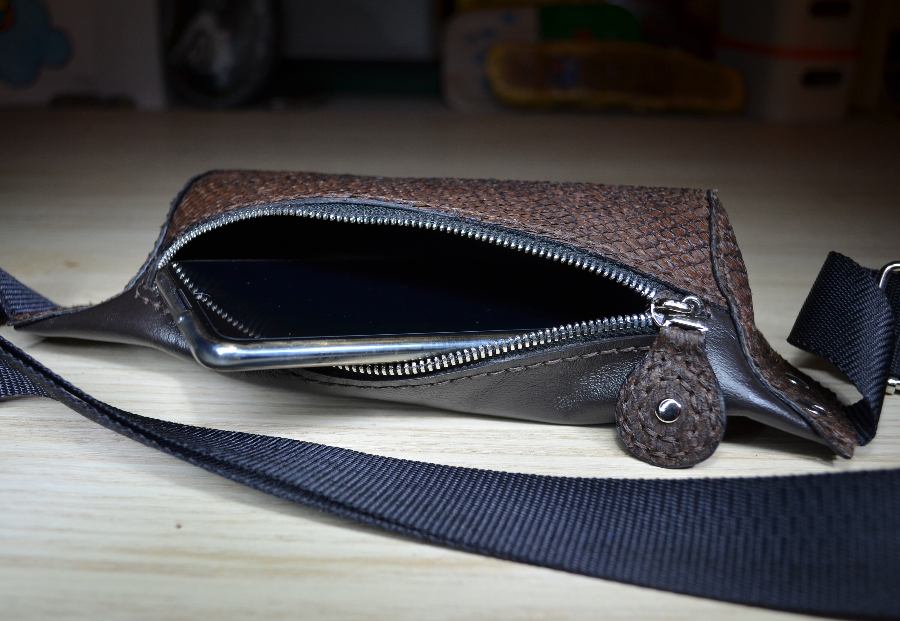 Waist Bag Made Of Genuine Fish Skin With Cowhide Inserts | Etsy