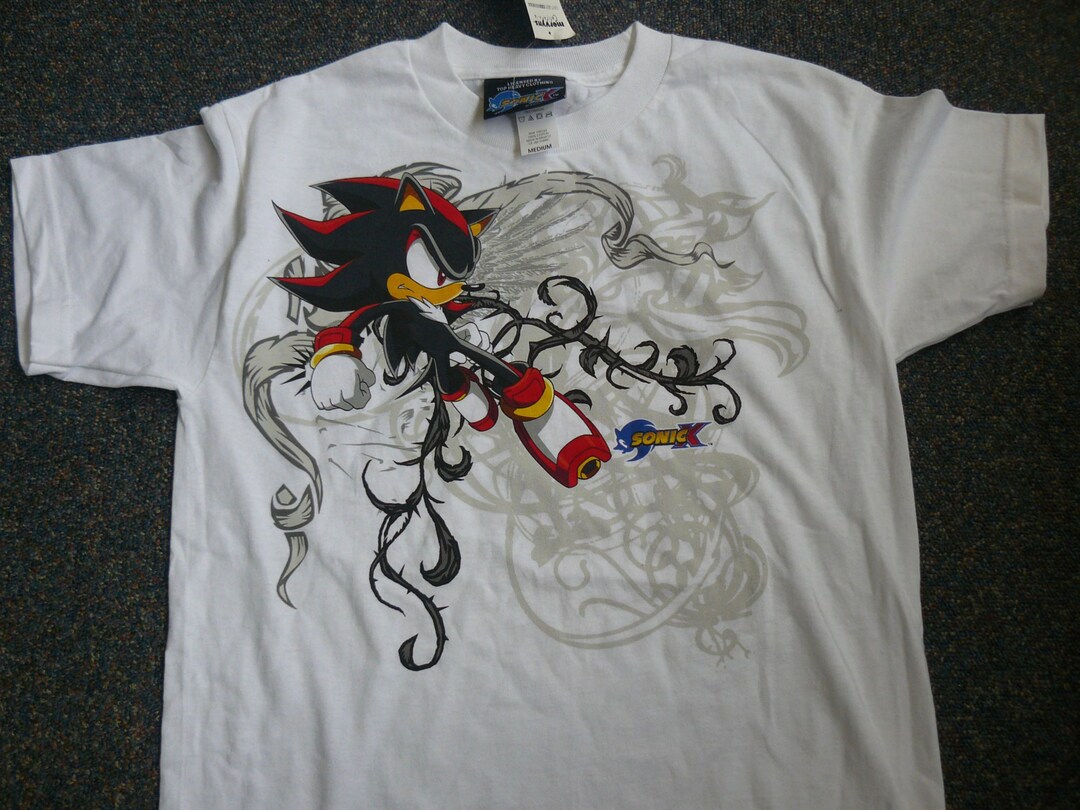 Sonic X T-Shirt, Sonic X Shadow White Tribal Shirt, Sonic X Tee, Shadow ...