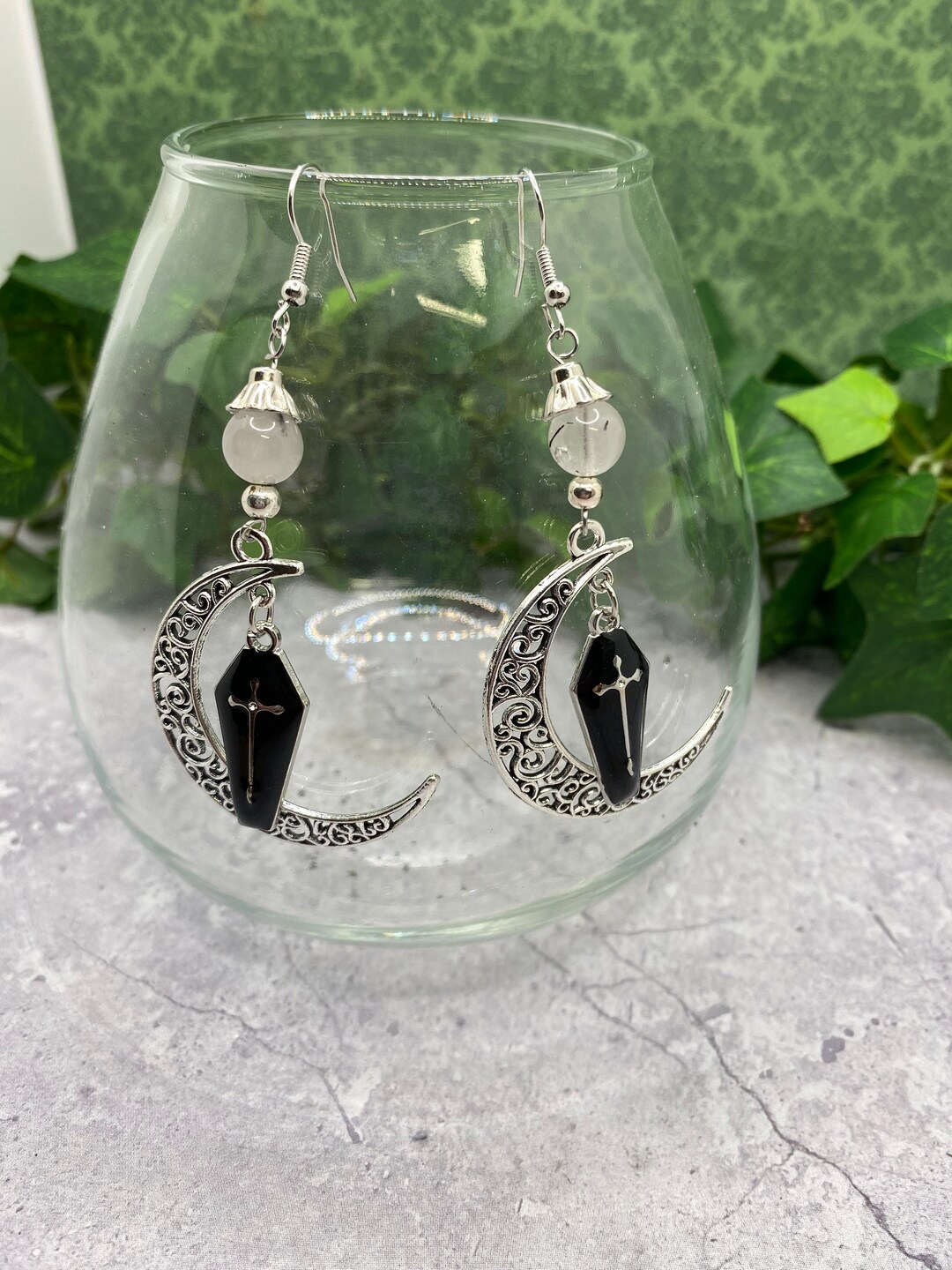 Crescent Moons With Dangling Coffins - Etsy