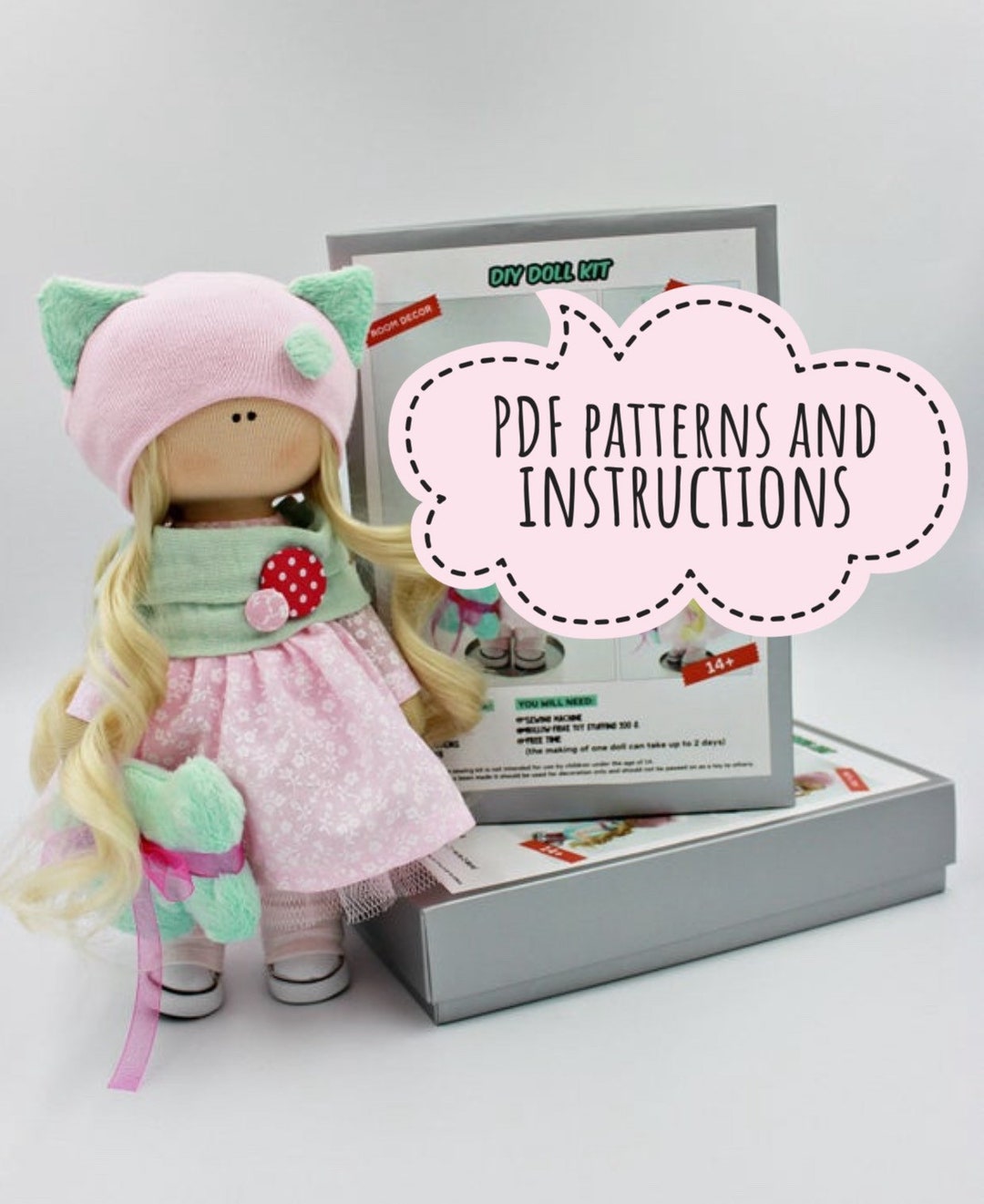 PDF Tutorial Doll Sewing Pattern Book Make Your Own Textile Rag Doll ...