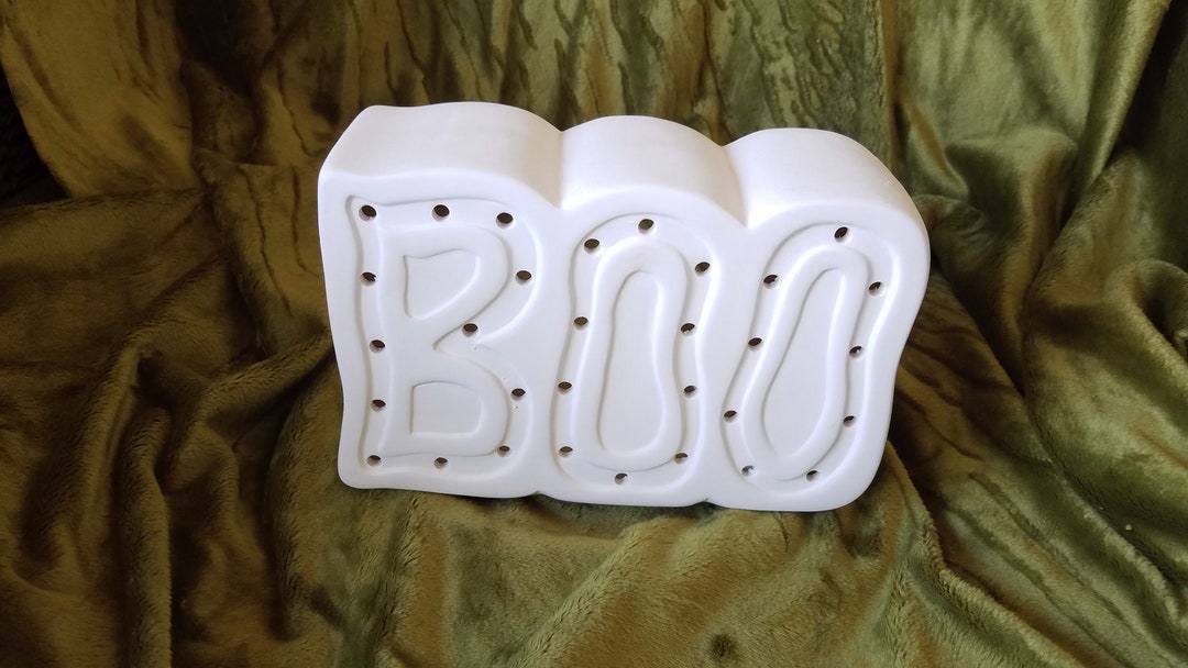 Boo Light It up Sign Ceramic Bisque Fall HALLOWEEN Ready to Paint, DIY ...