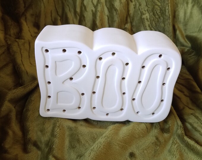 Boo Light It up Sign Ceramic Bisque | Fall HALLOWEEN | Ready to Paint ...
