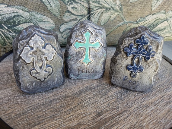 Blessed Faith Pray Rocks Garden Bookshelf Stone Gift for - Etsy