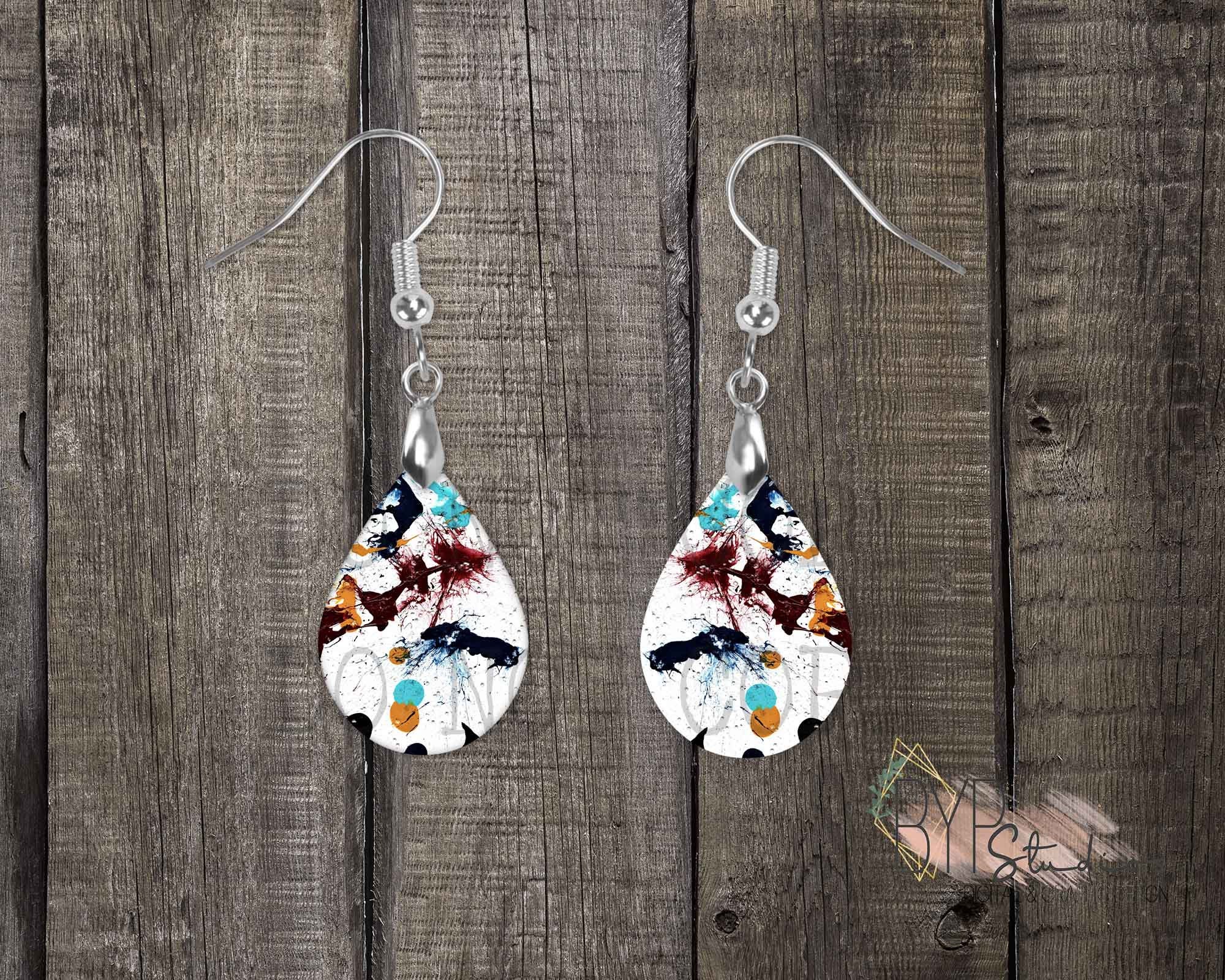 Gunshot Splatter, Hand Art, Tear Drop Earrings, Halebound, Digital ...
