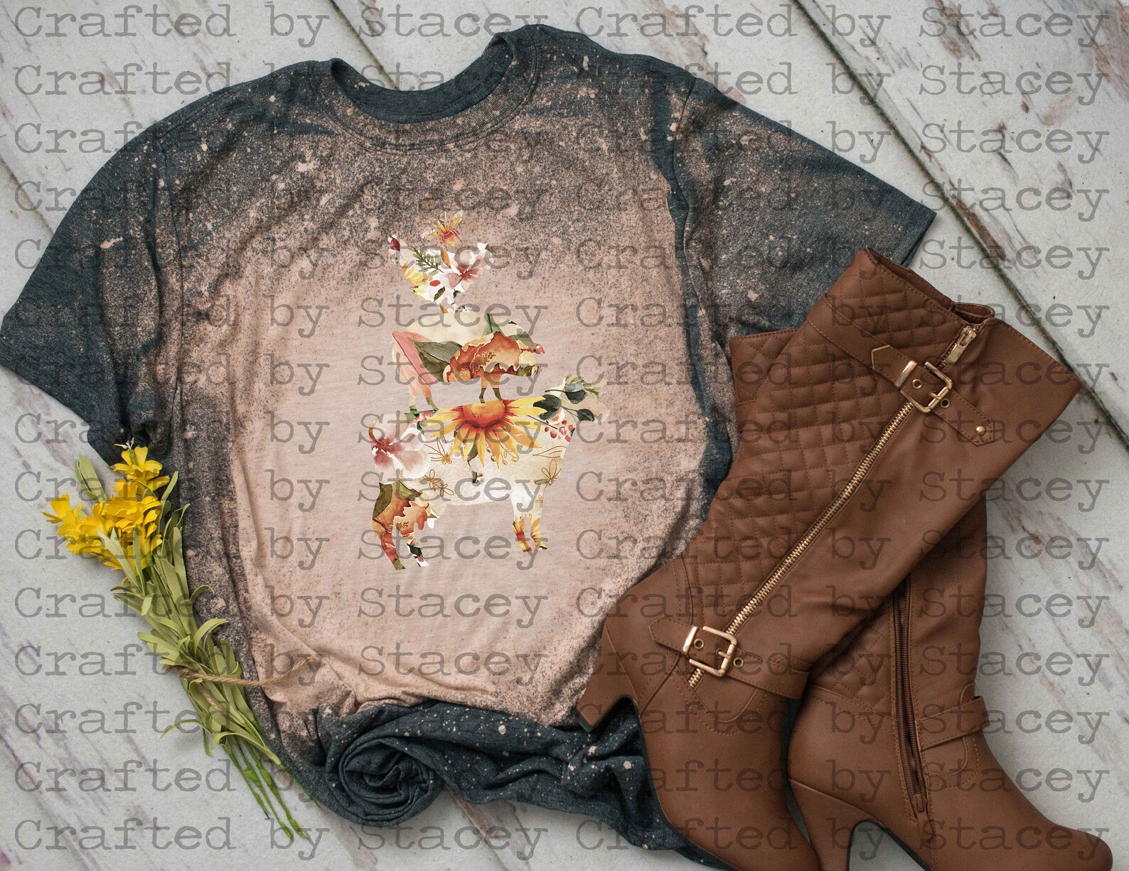 Farm Animal Floral Stack, Cow, Pig, Chicken, Bee, Floral, Sunflower ...