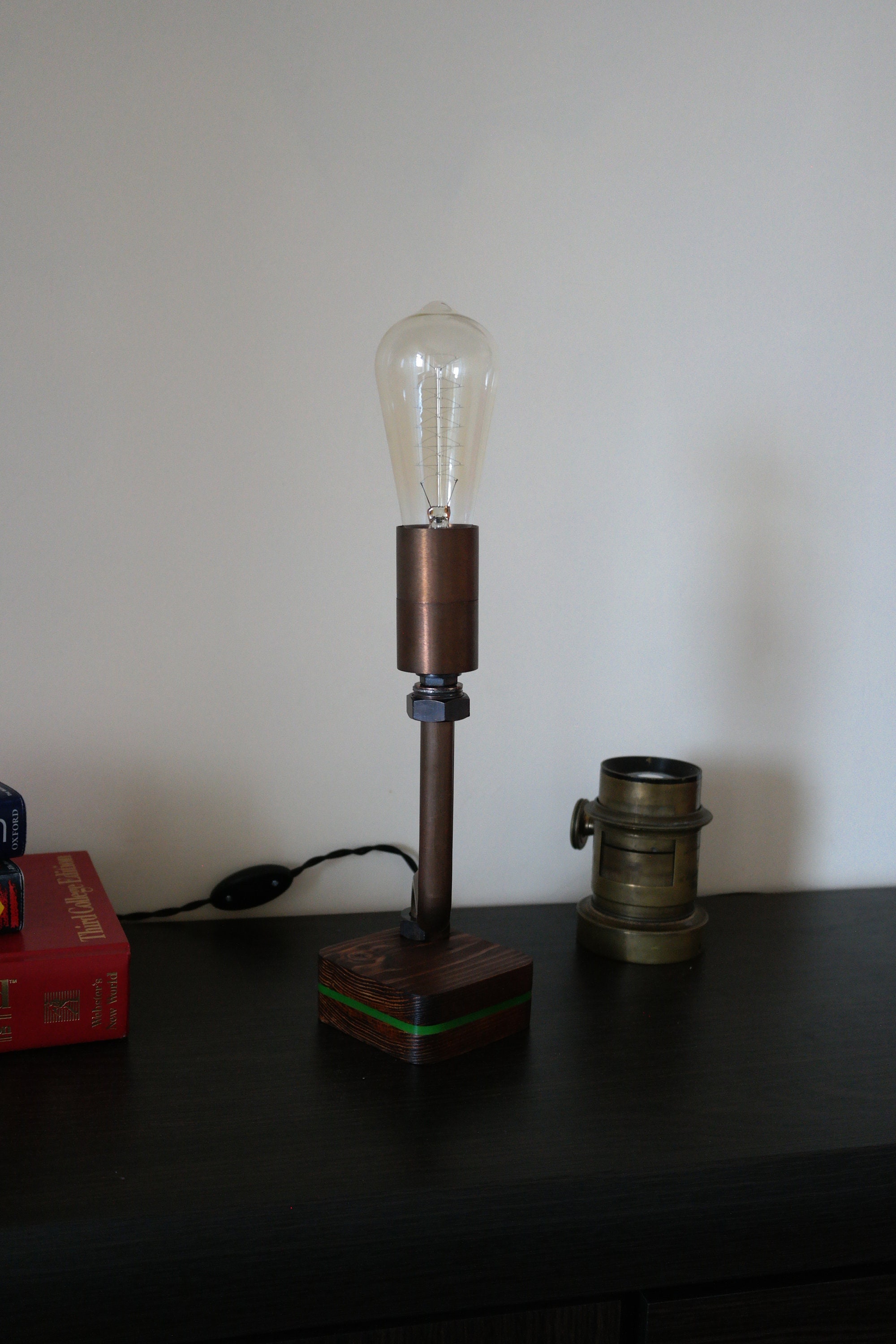 Industrial Rustic Retro Style Curved Copper Pipe Lamp, Steampunk Desk ...