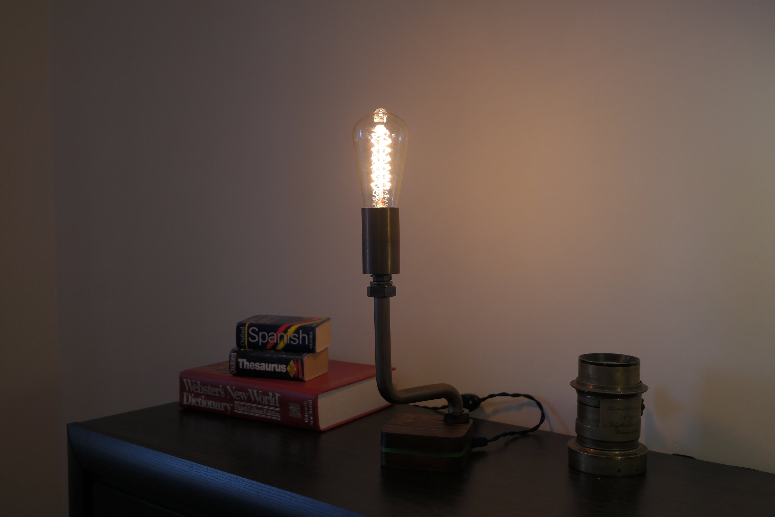 Industrial Rustic Retro Style Curved Copper Pipe Lamp, Steampunk Desk ...