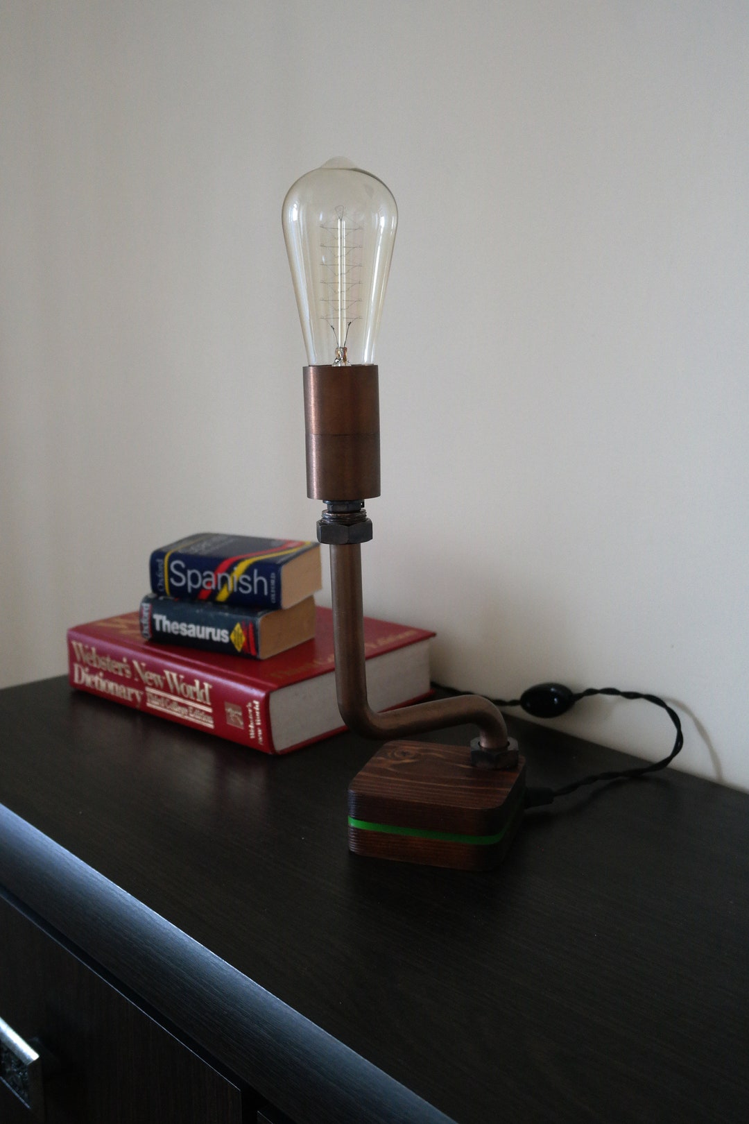 Industrial Rustic Retro Style Curved Copper Pipe Lamp, Steampunk Desk ...