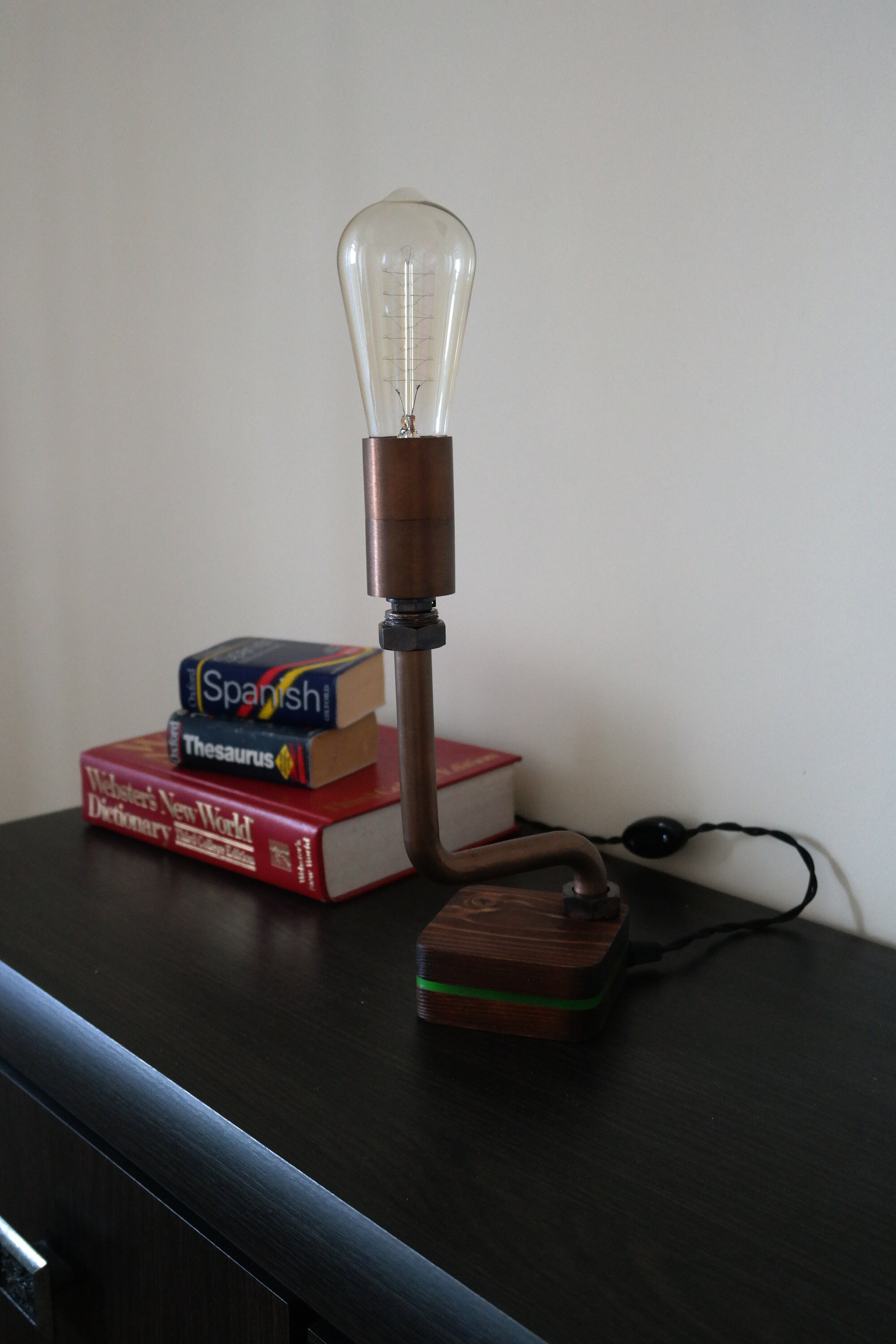 Industrial Rustic Retro Style Curved Copper Pipe Lamp, Steampunk Desk ...