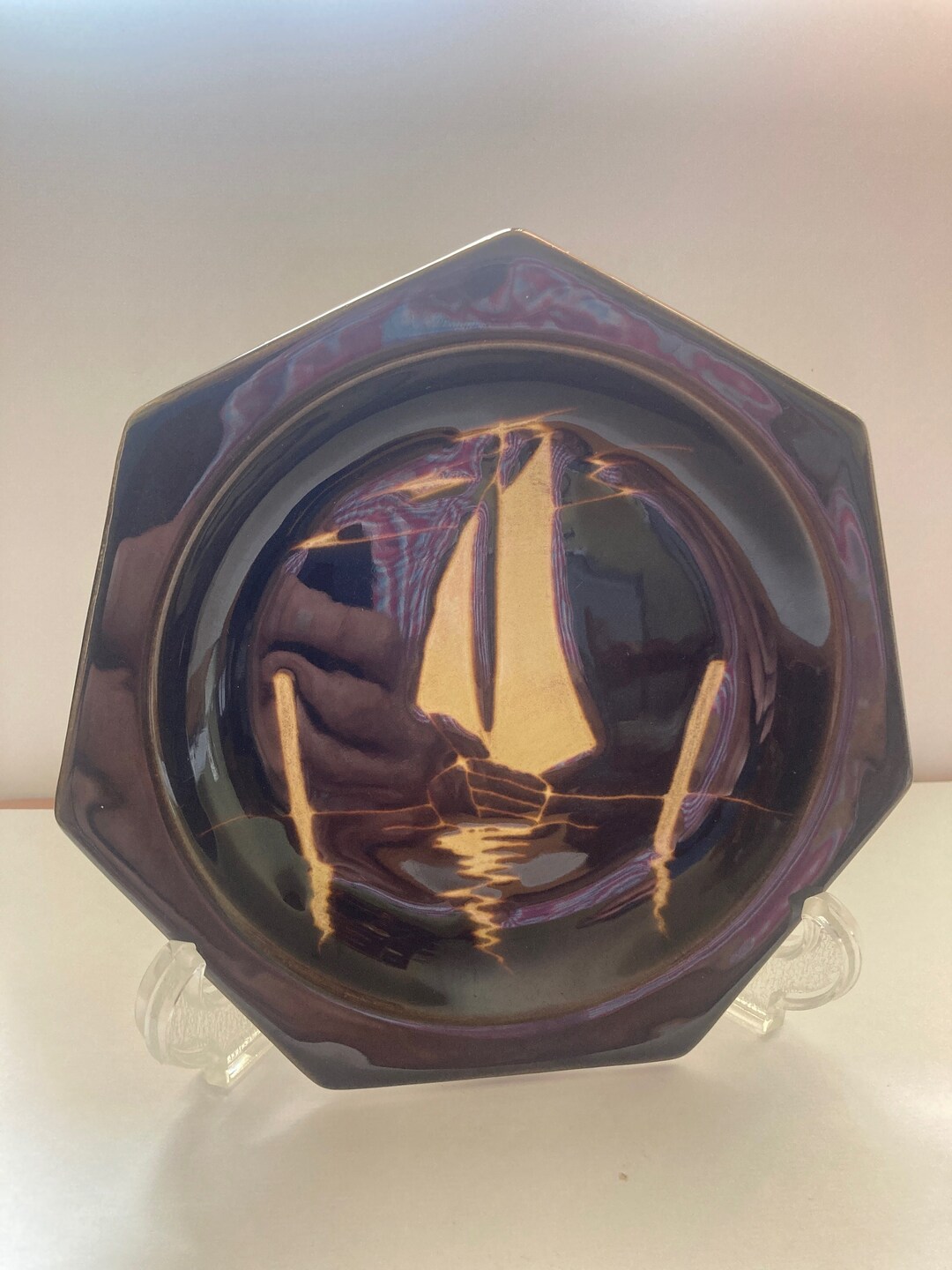 Poole Pottery Hexagonal Aegean Pattern Yacht Plate shape 42 C. 6 Across ...