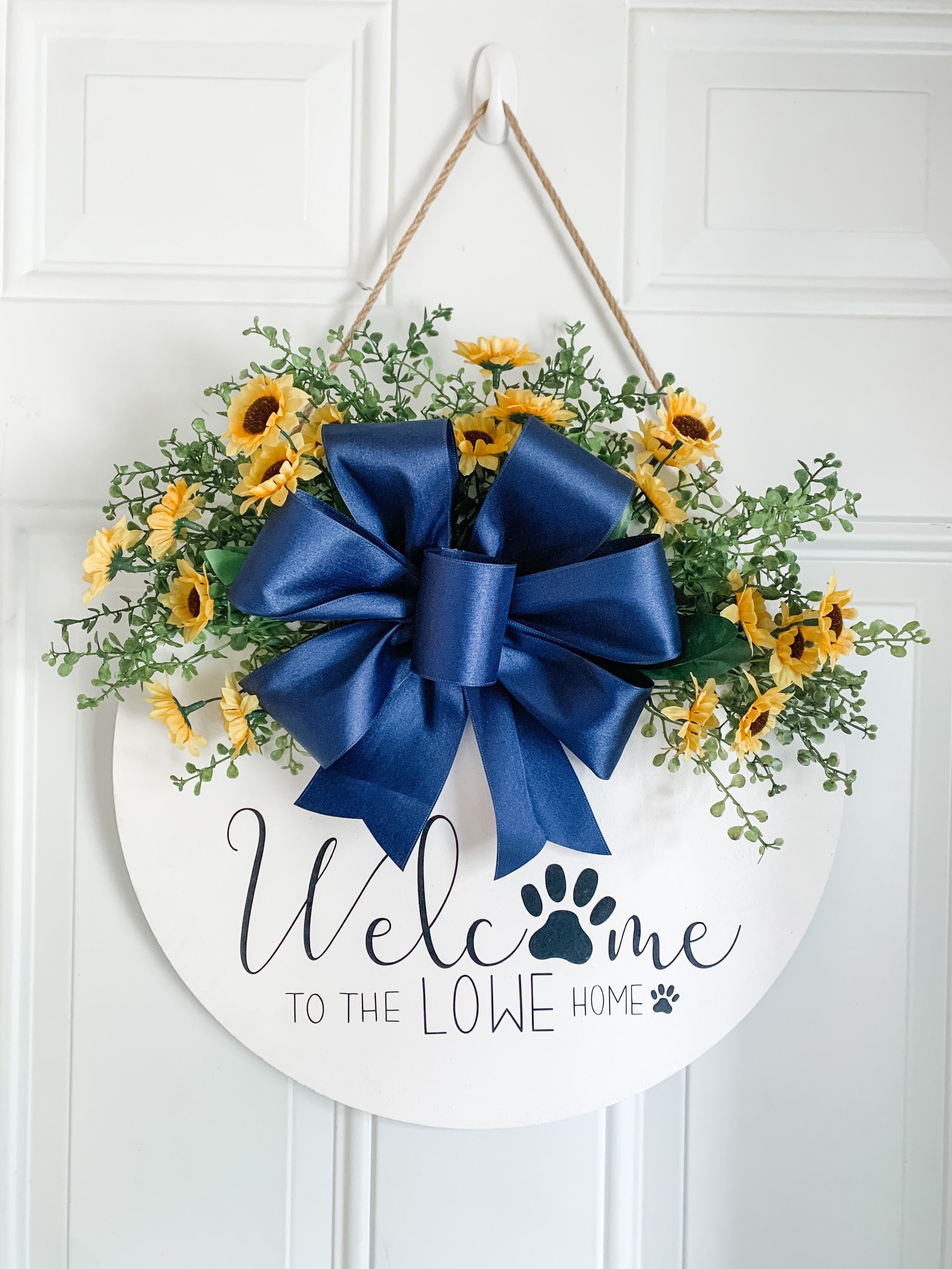 Front door Decor Door Hanger Custom decor Welcome to our | Etsy