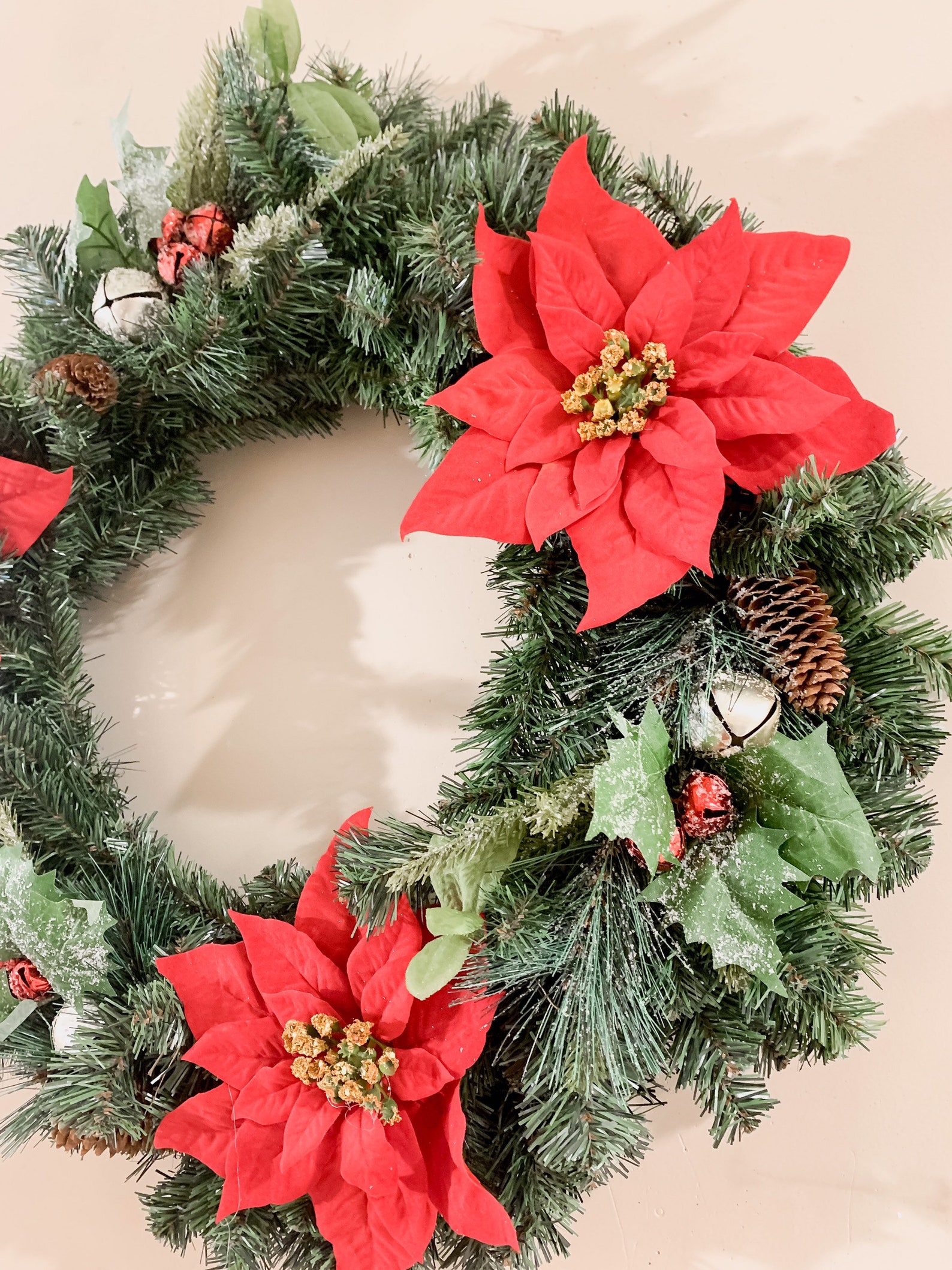 Poinsettia Wreath Red Poinsettia Wreath Poinsettia Christmas - Etsy