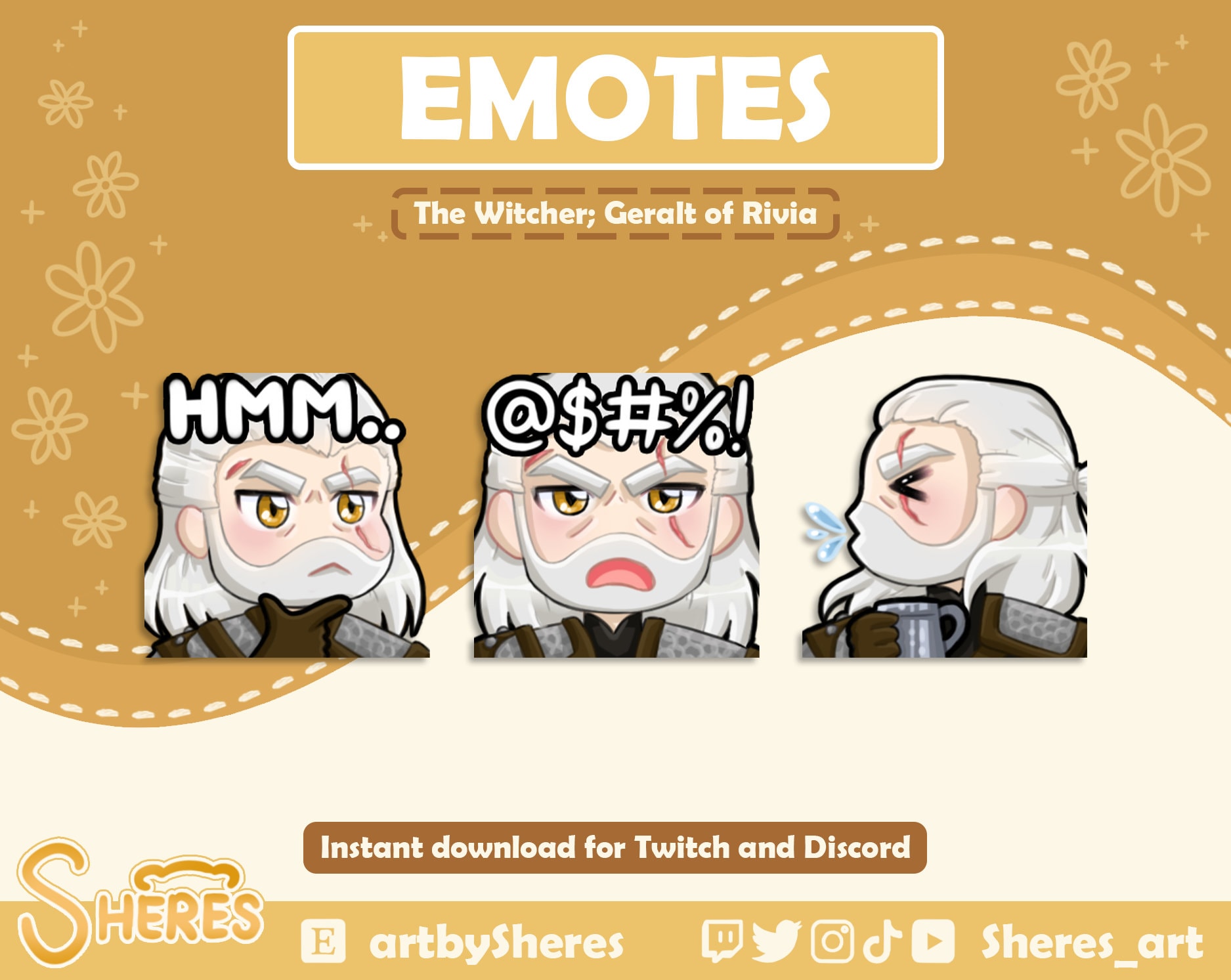 Geralt Witcher Emotes - Twitch, Discord, Youtube - Etsy