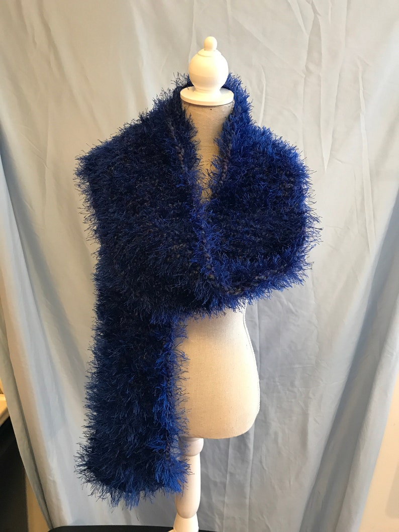 Navy Blue and Purple Fuzzy Scarf - Etsy