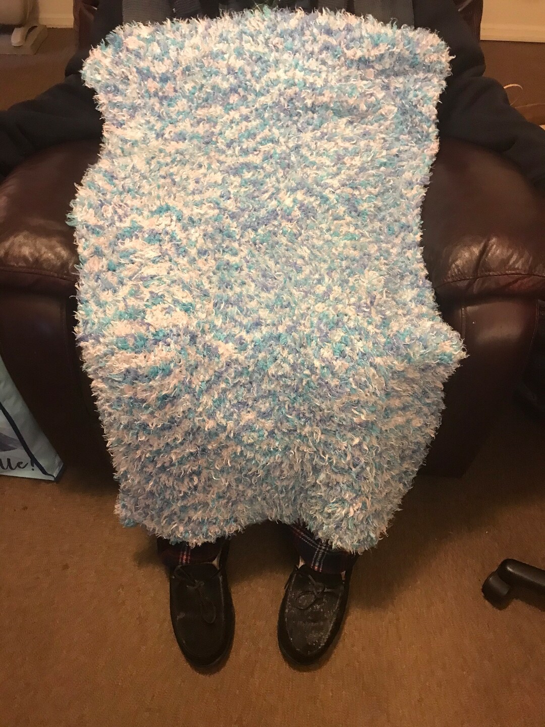 Blue, Aqua, and White Lap Robe or Shawl - Etsy