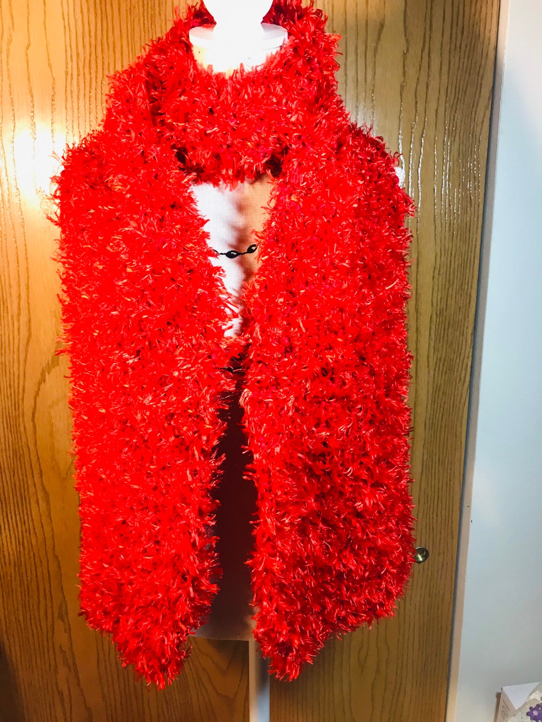 Fire Engine Red Furry Scarf - Etsy