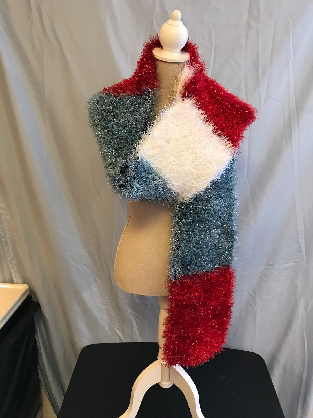Luxurious, Beautiful, Fashionable, Red, White, & Blue Scarf - Etsy
