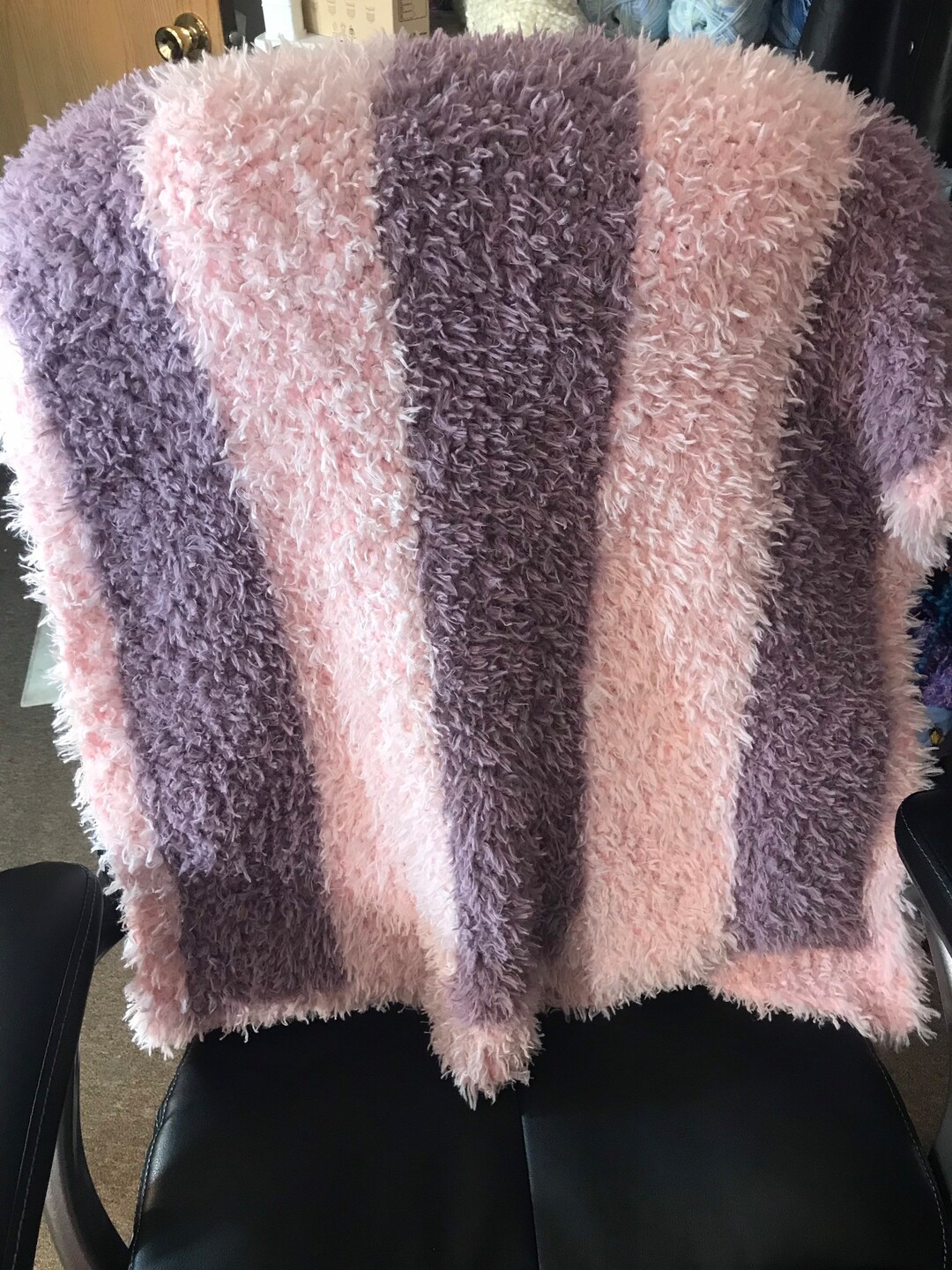 Striped Pink and Dusty Lilac Lap Robe or Shawl - Etsy