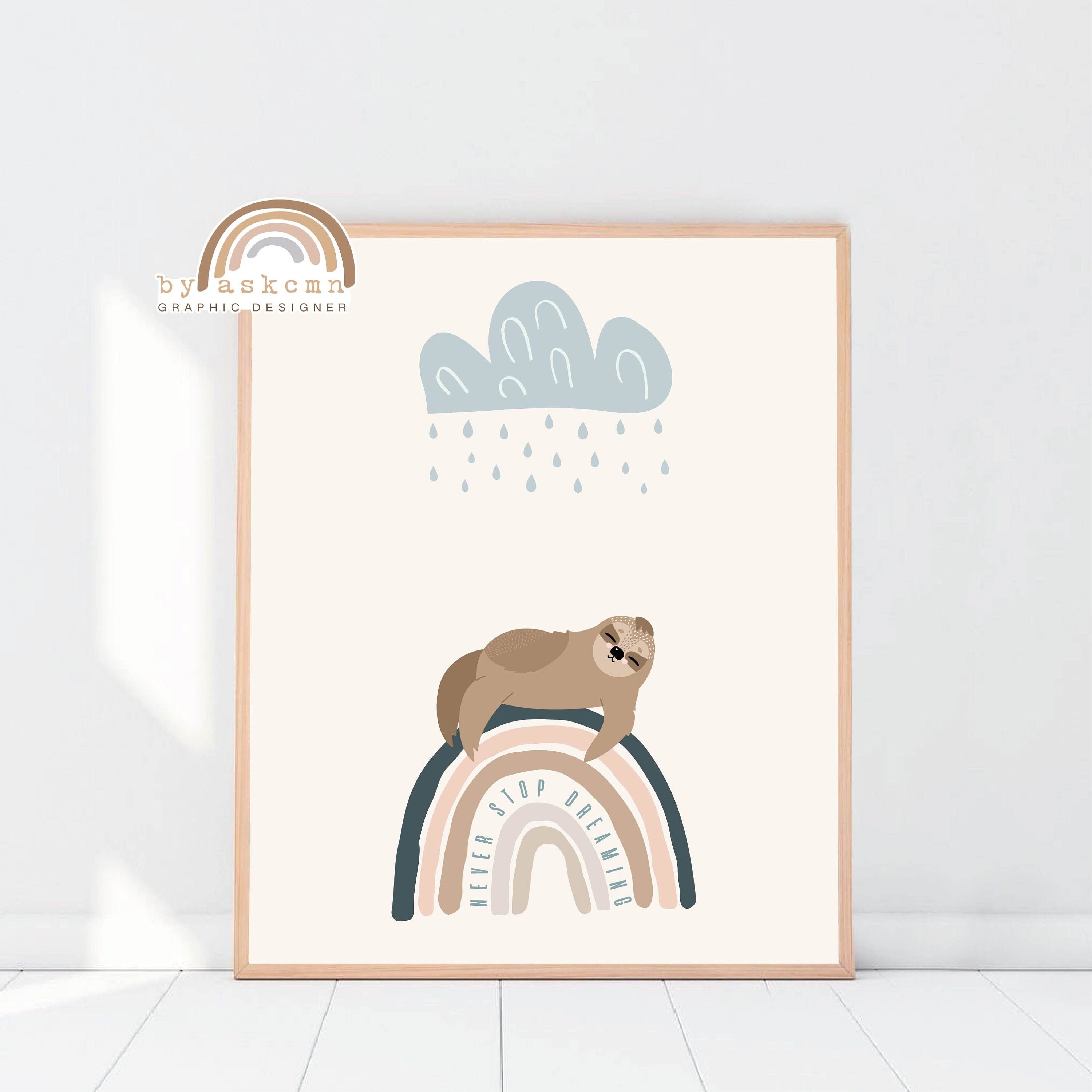 Cute Sloth Print, Printable Digital Download, Cute Animal Wall Art ...