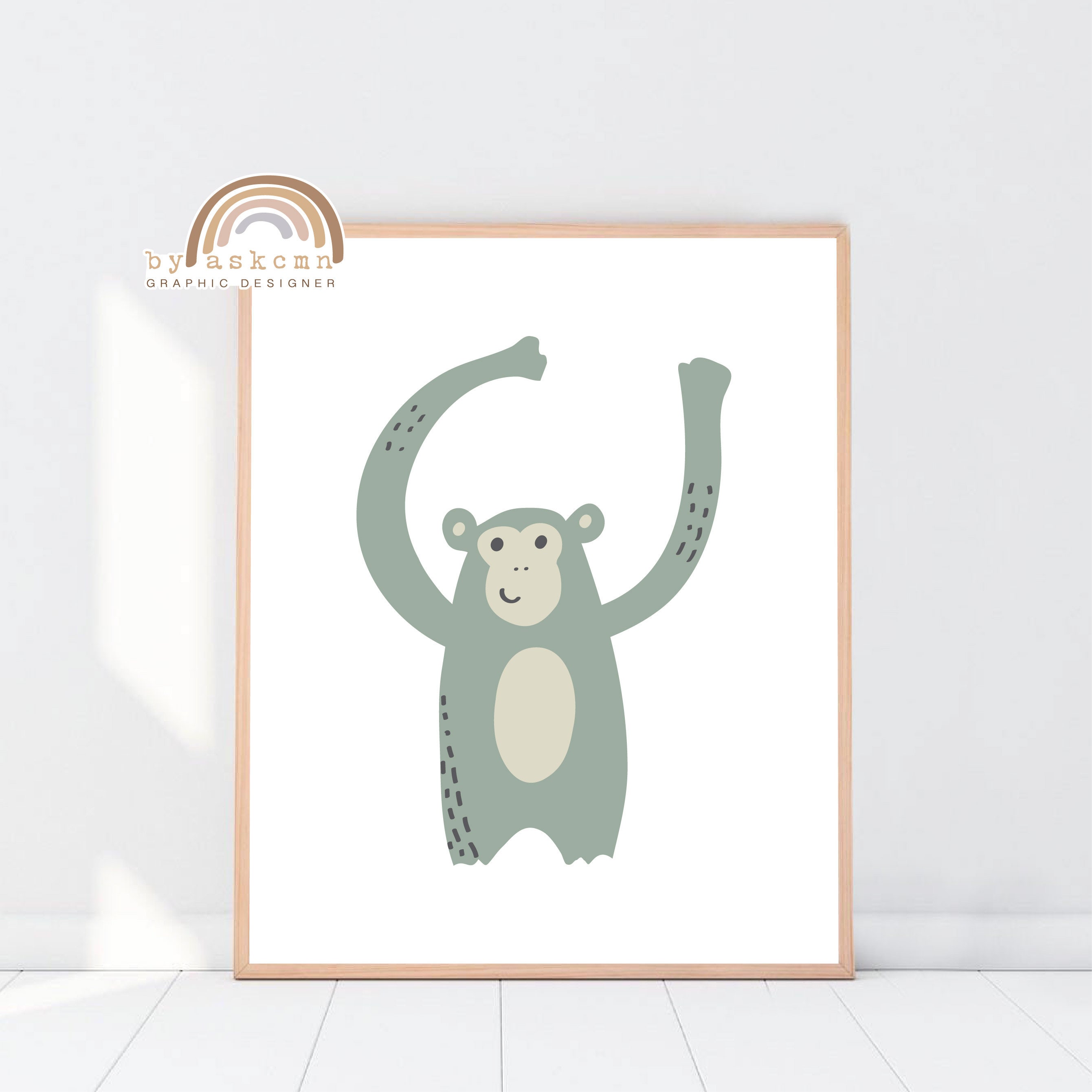 Printable Monkey Nursery Art Baby Animal Print Cute Monkey | Etsy