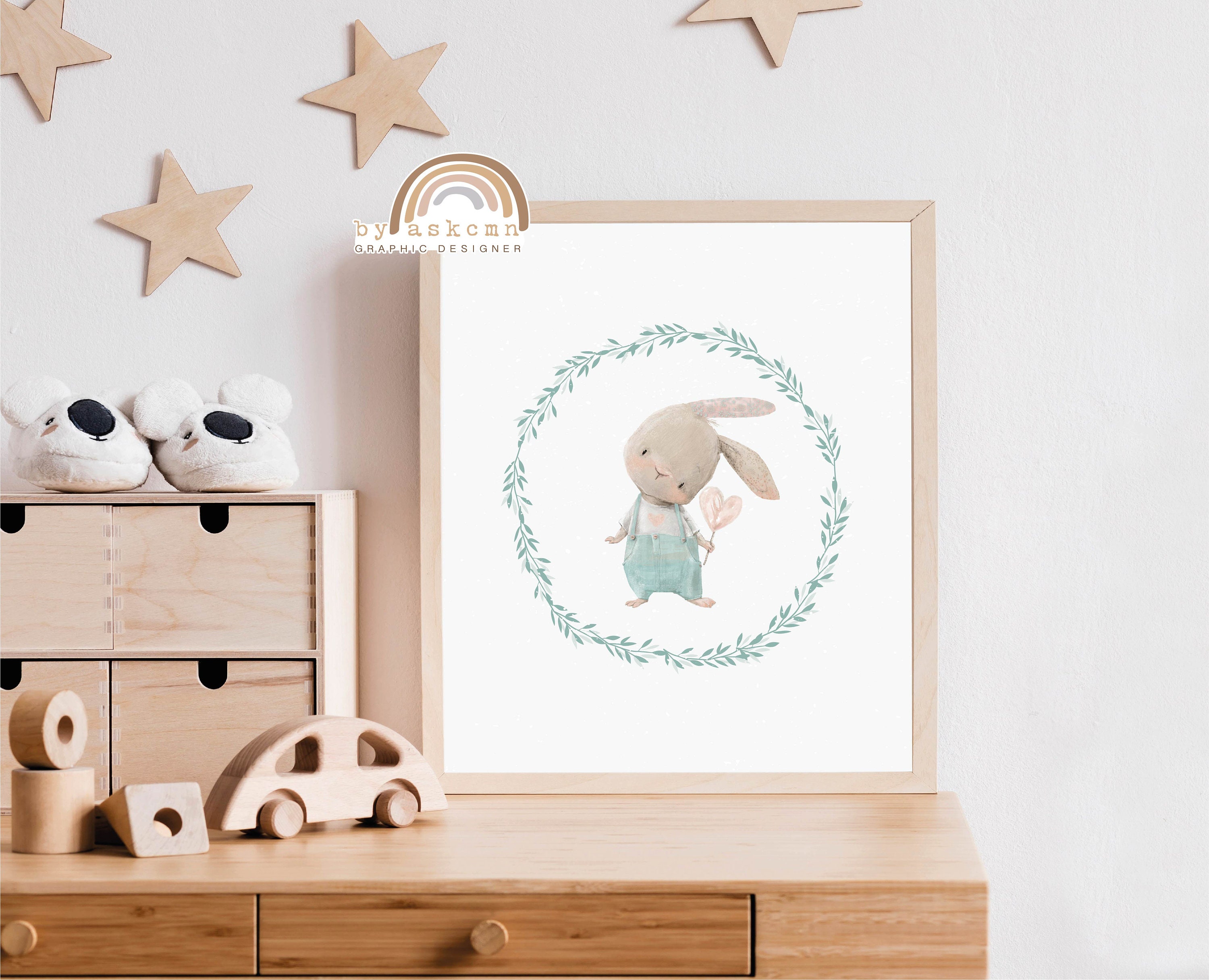 Baby Rabbit Poster Cute Animal Print Baby Room Decor Baby | Etsy