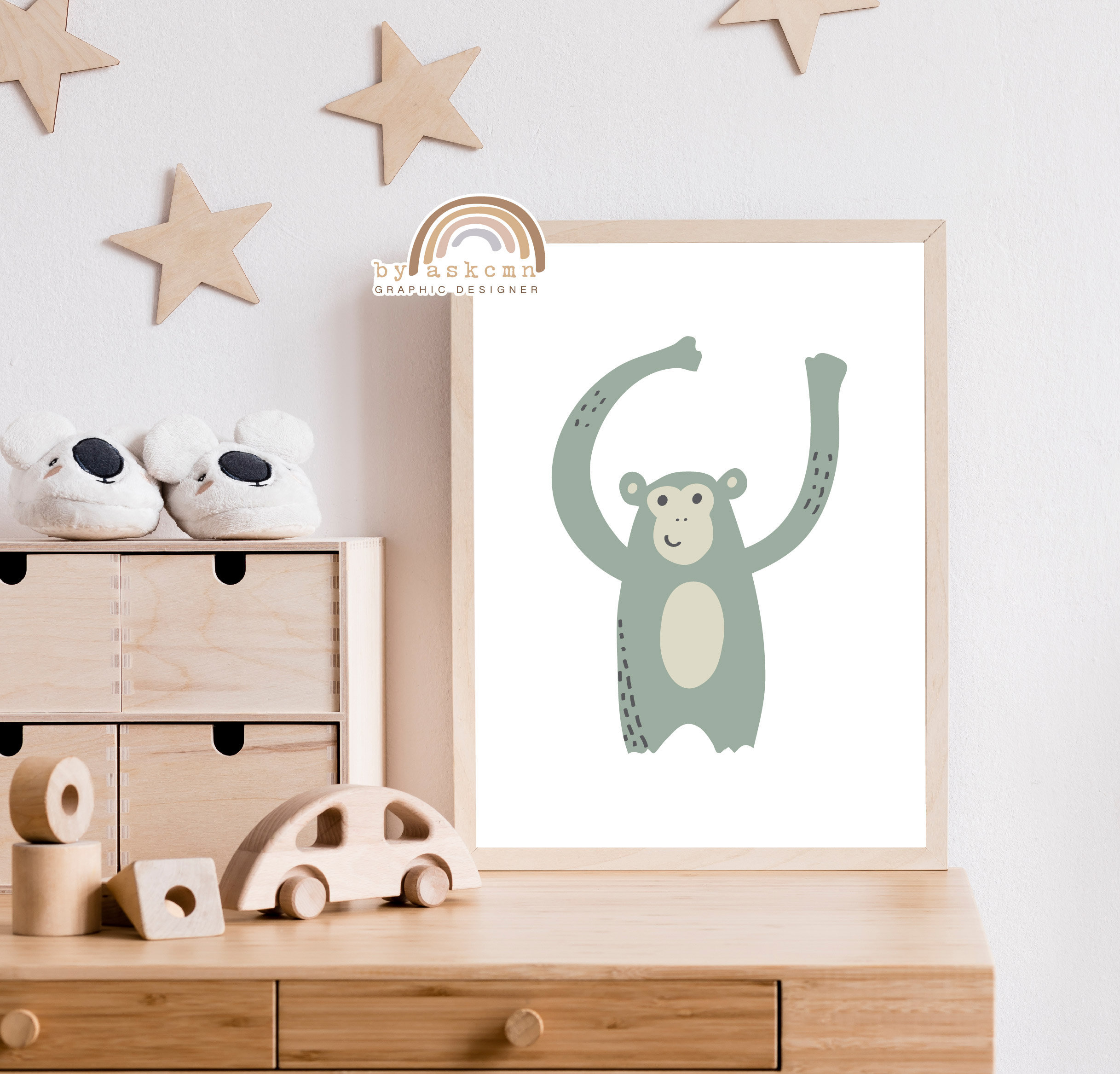 Printable Monkey Nursery Art Baby Animal Print Cute Monkey | Etsy