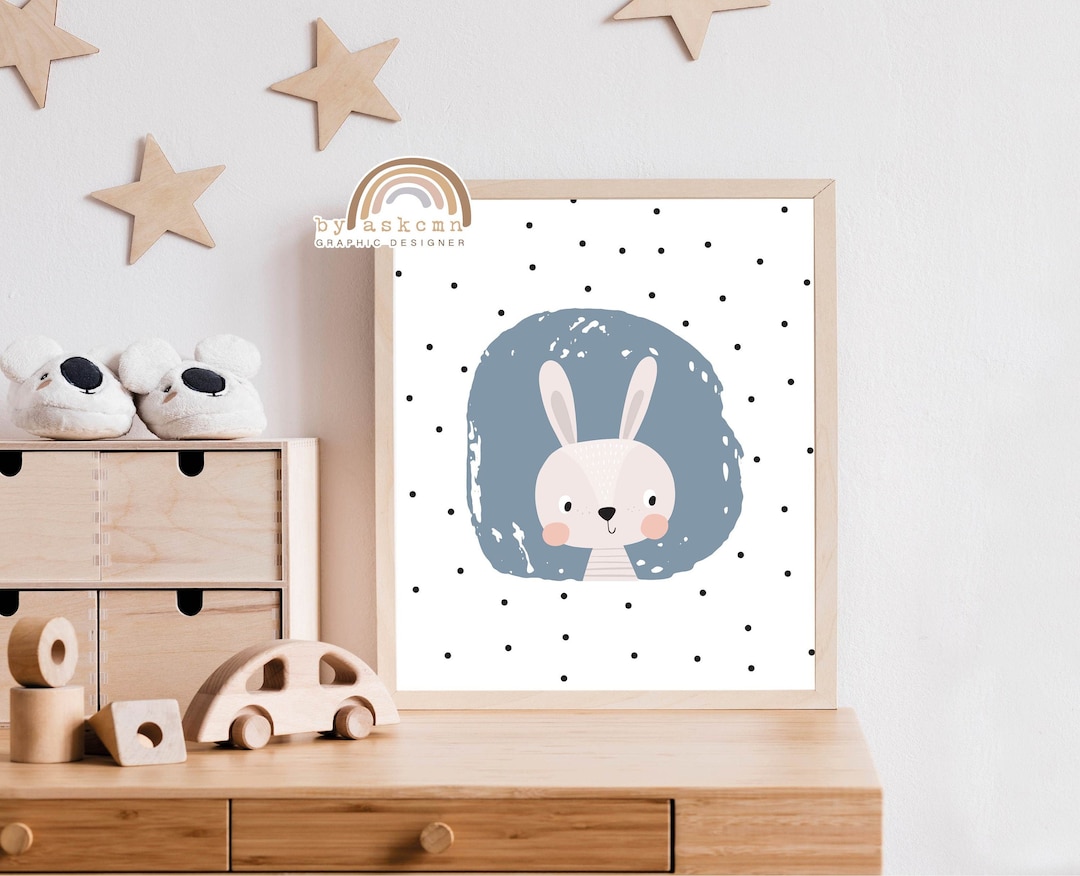 Bunny Rabbit Print, Rabbit Wall Art, Nursery Animal Prints, Woodland ...