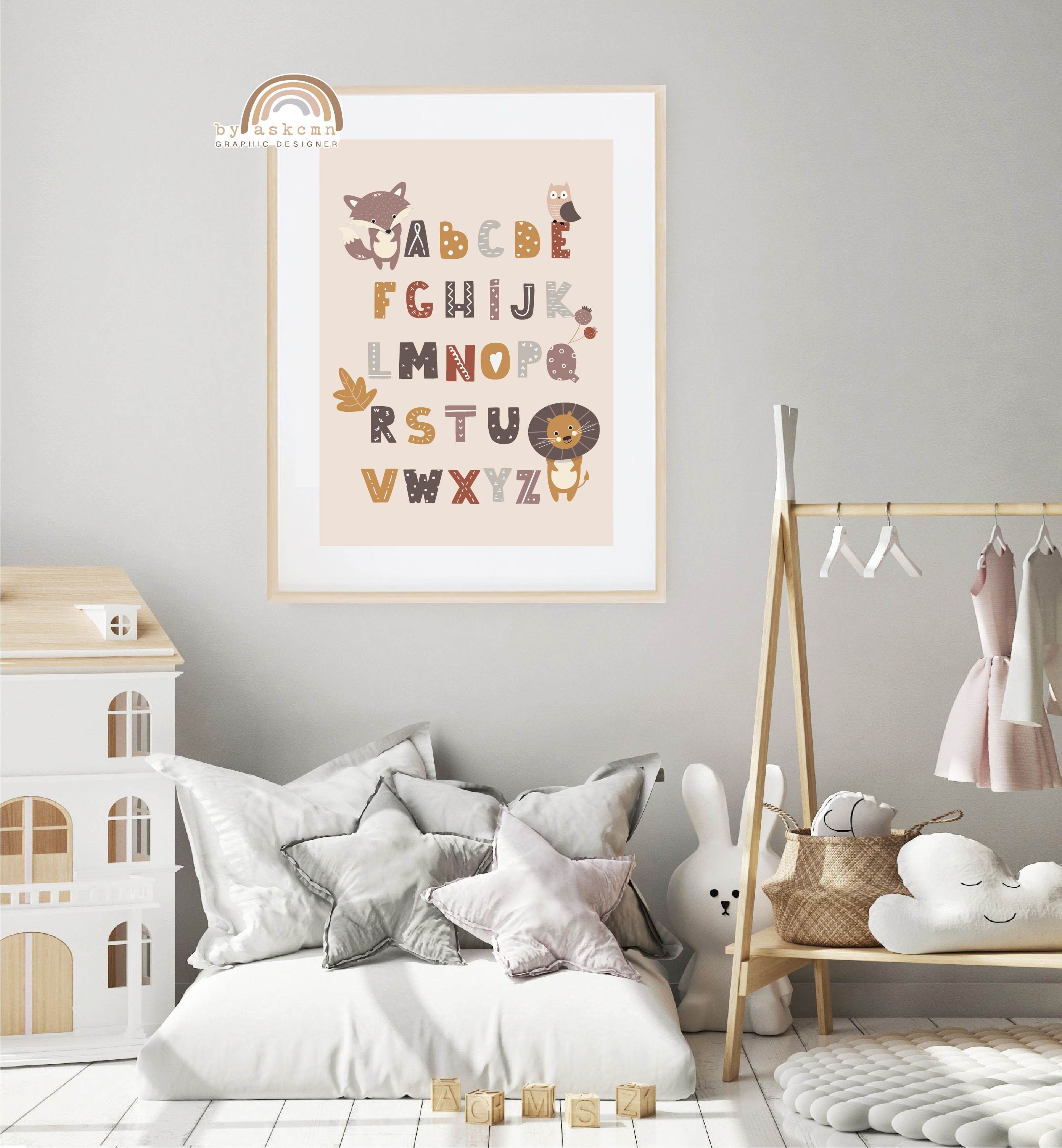 ABC Print, Neutral Alphabet Poster, Nursery Wall Art, Animal Print, ABC ...